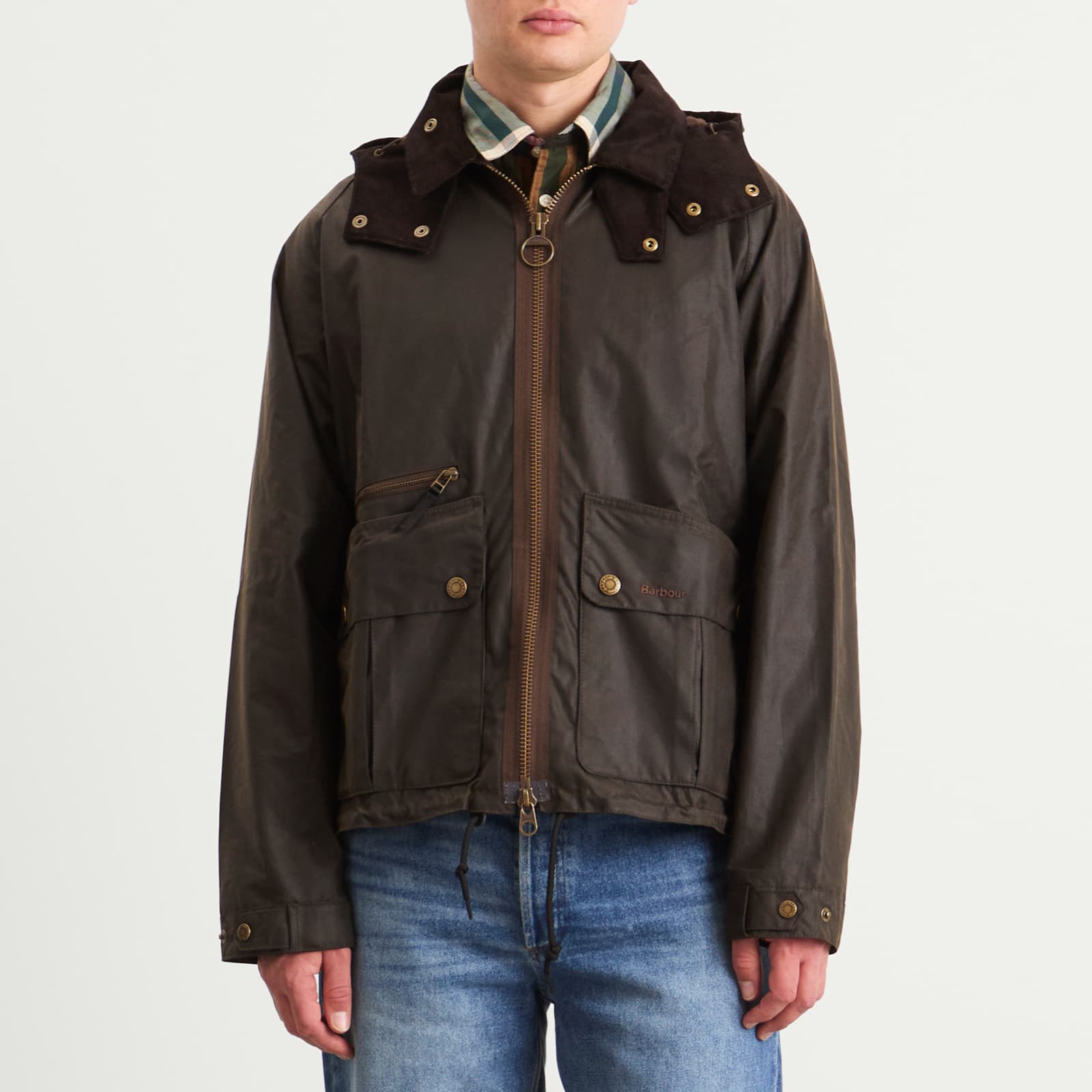Barbour Re-Engineered Bardon Spey Wax Jacket Olive | END. (GB)