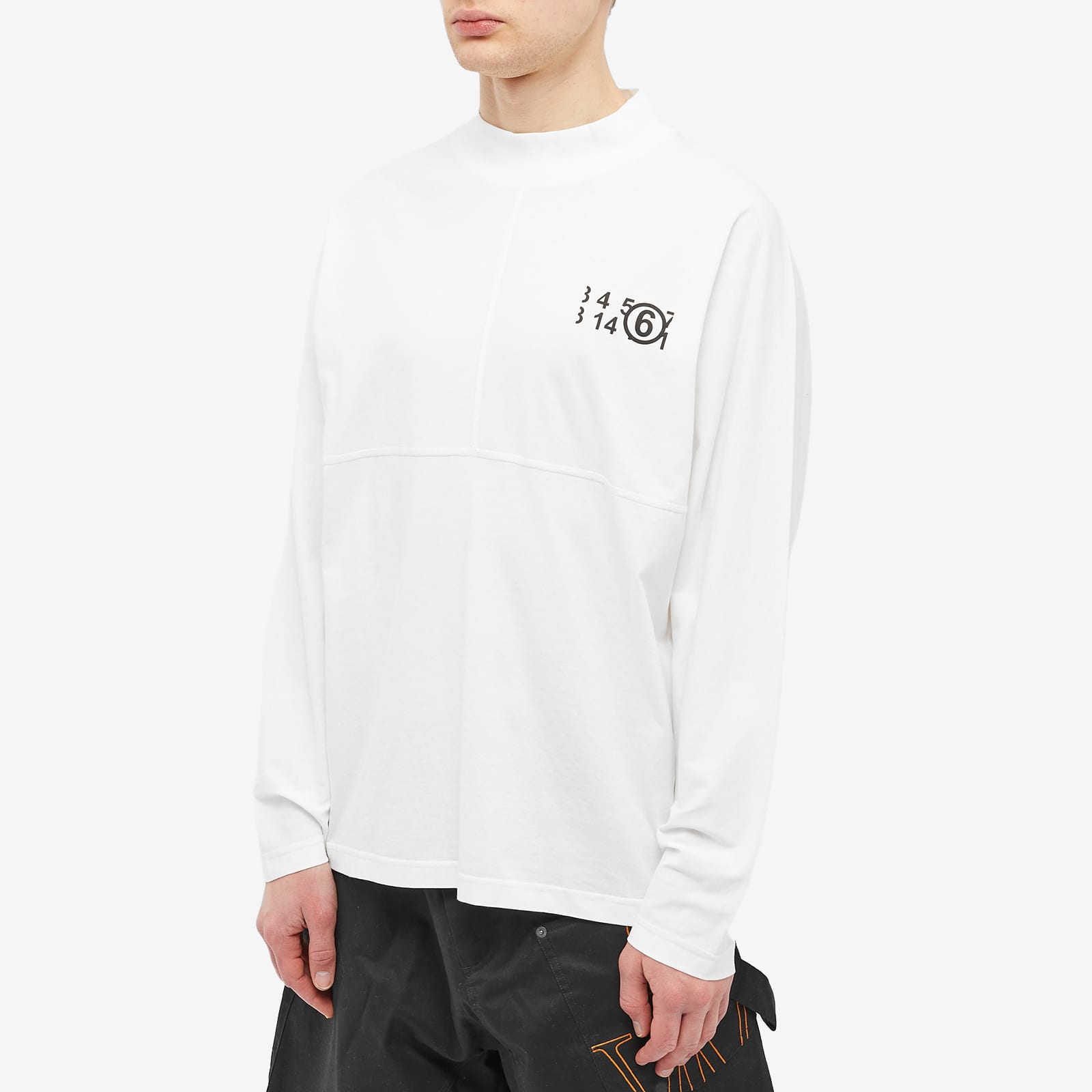 MM6 Maison Margiela Number Logo Mock Neck Long Sleeve T-Shirt Off White | END.