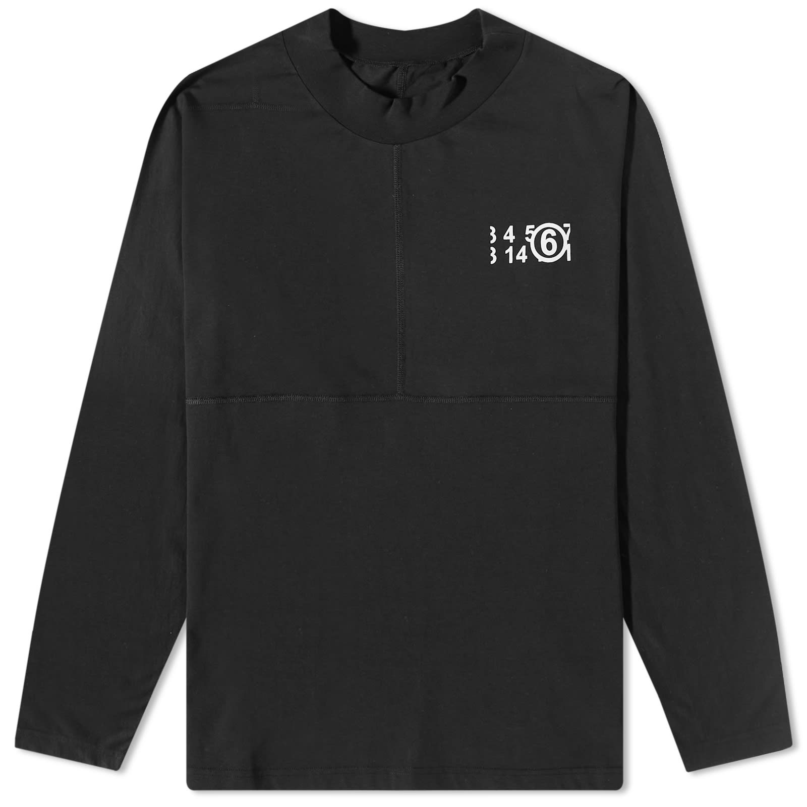 MM6 Maison Margiela Number Logo Mock Neck Long Sleeve T-Shirt Black ...