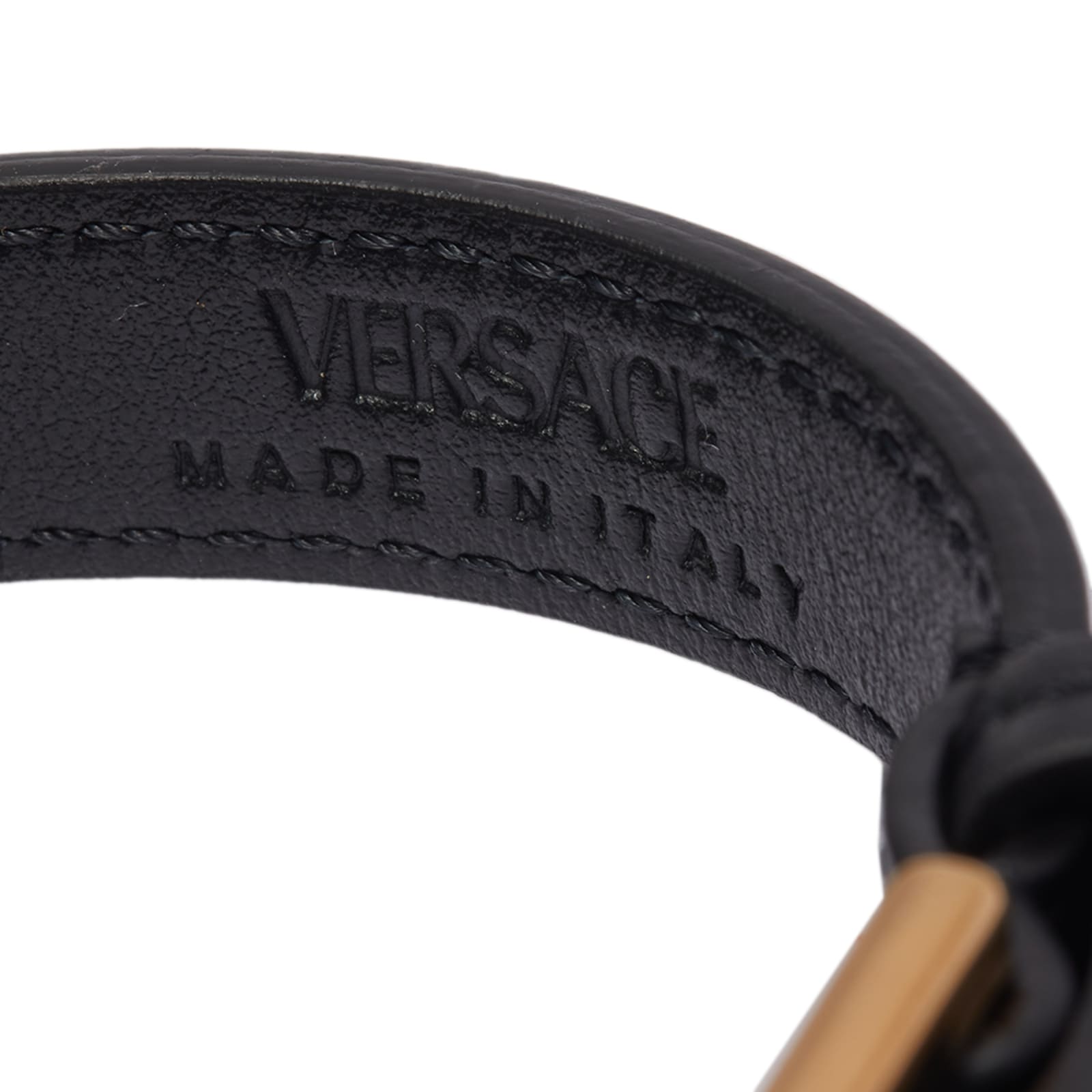 Versace Text Logo Belt Bracelet Black & Silver | END. (JP)