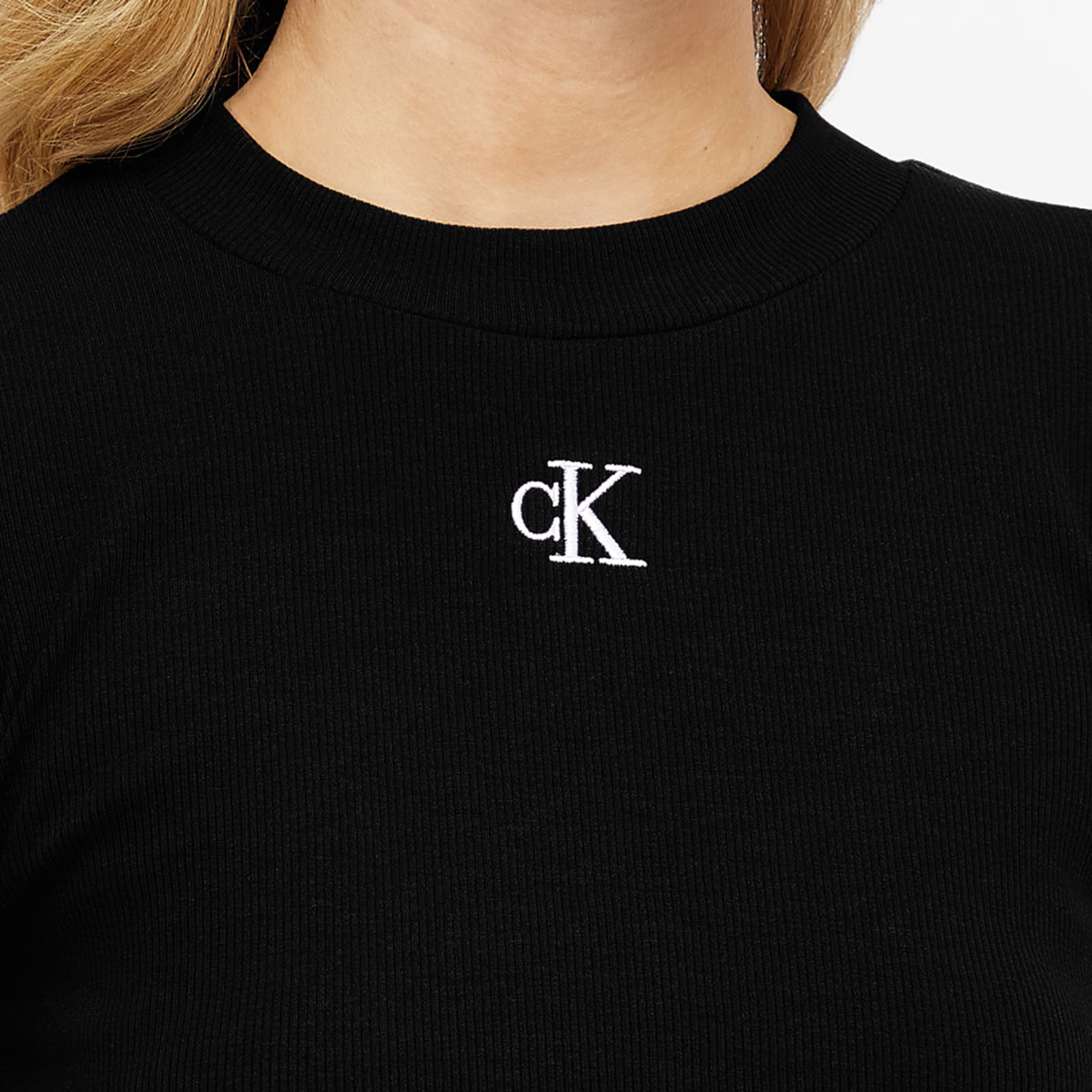 Calvin Klein Ck Rib Cropped Slim T Shirt Ck Black End