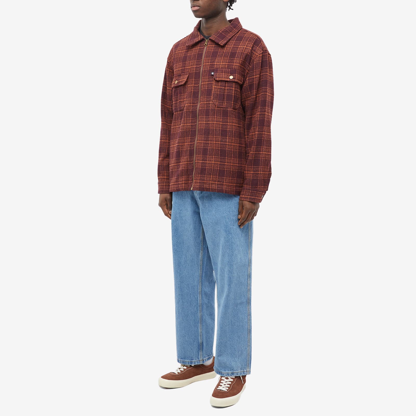 Pass~Port Workers Check Flannel Jacket Maroon | END. (US)