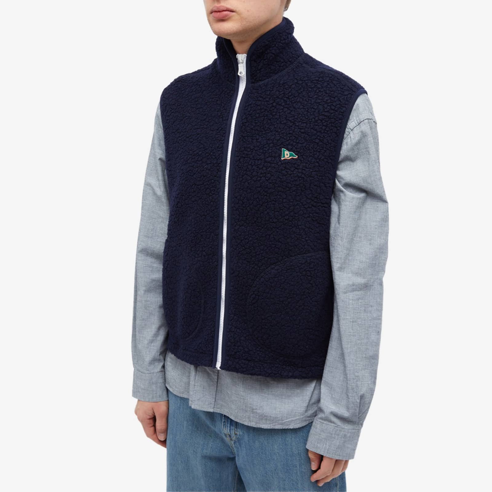 Drake's Boucle Wool Fleece Vest Navy | END.