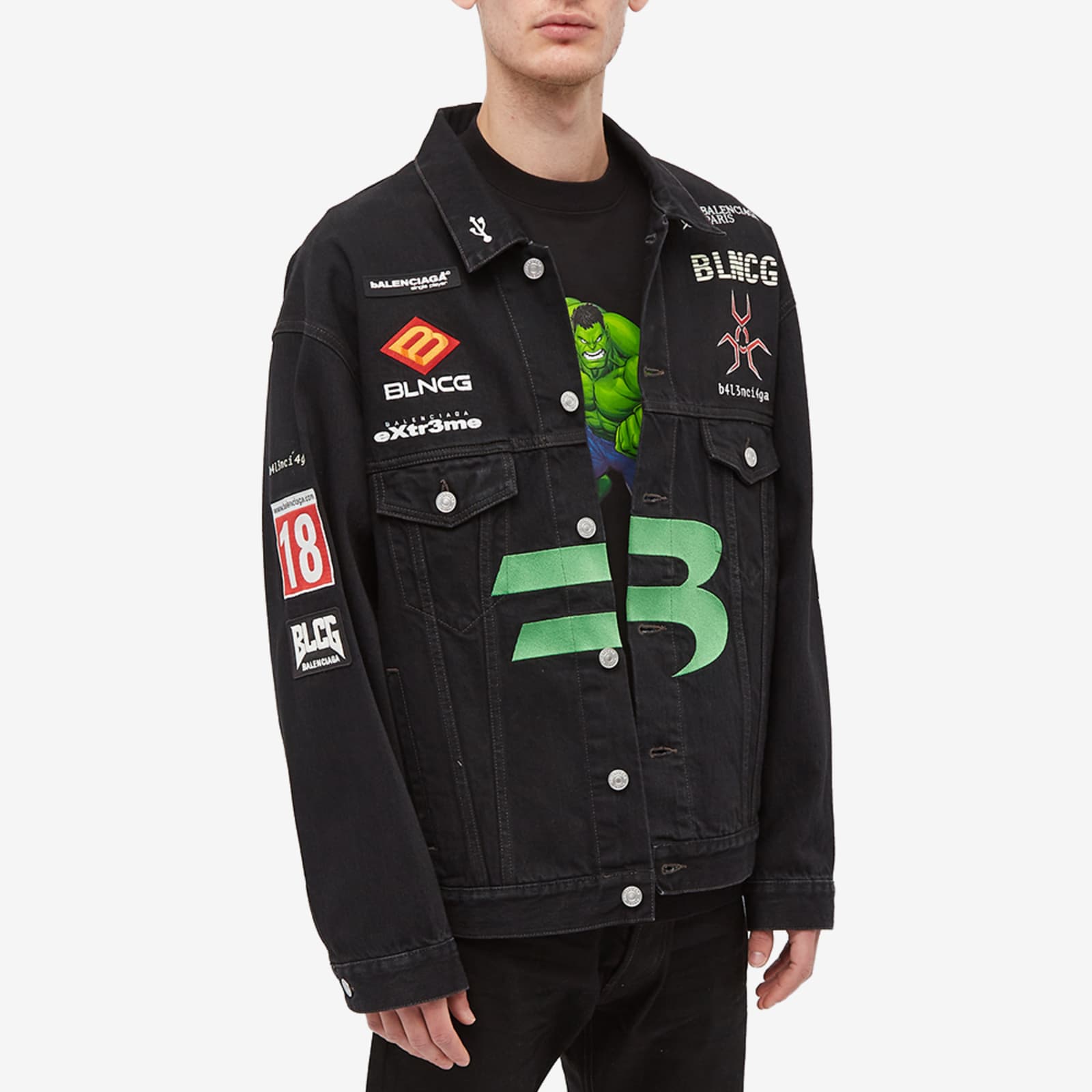 Balenciaga Gamer Logo Denim Jacket Washed Black | END. (US)