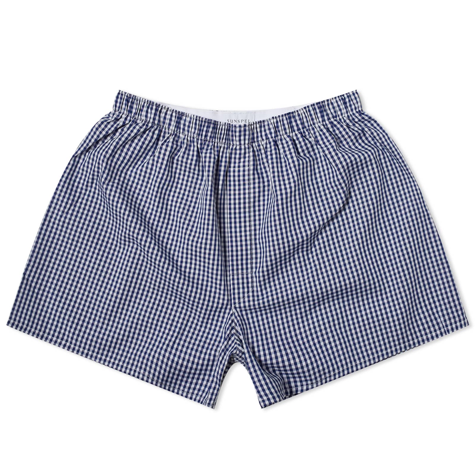 Sunspel Boxer Shorts Small Navy Gingham | END. (KR)