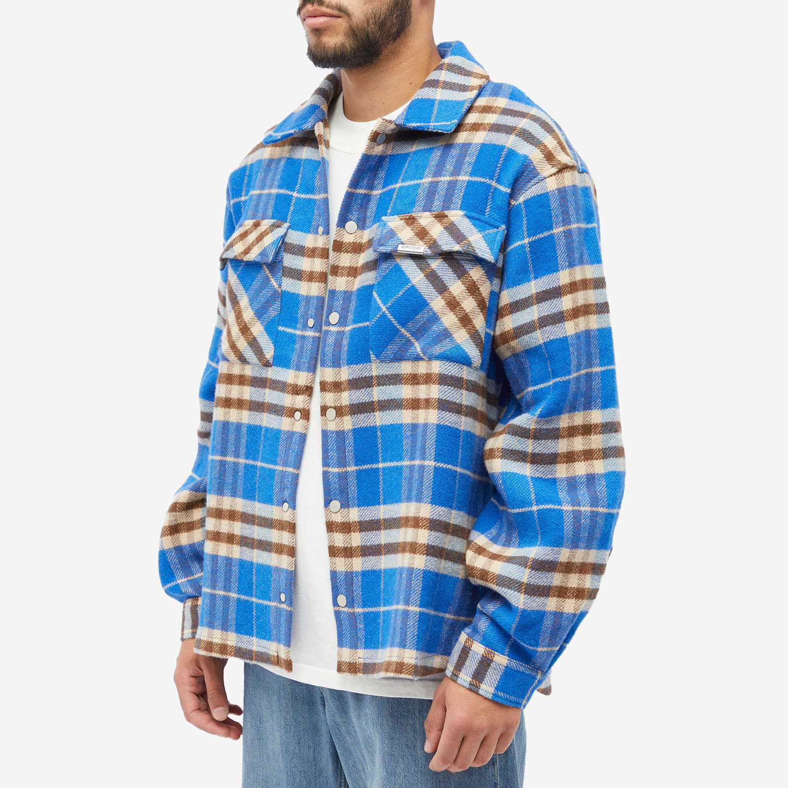 Represent Intial Print Flannel Shirt Cobolt | END. (AR)