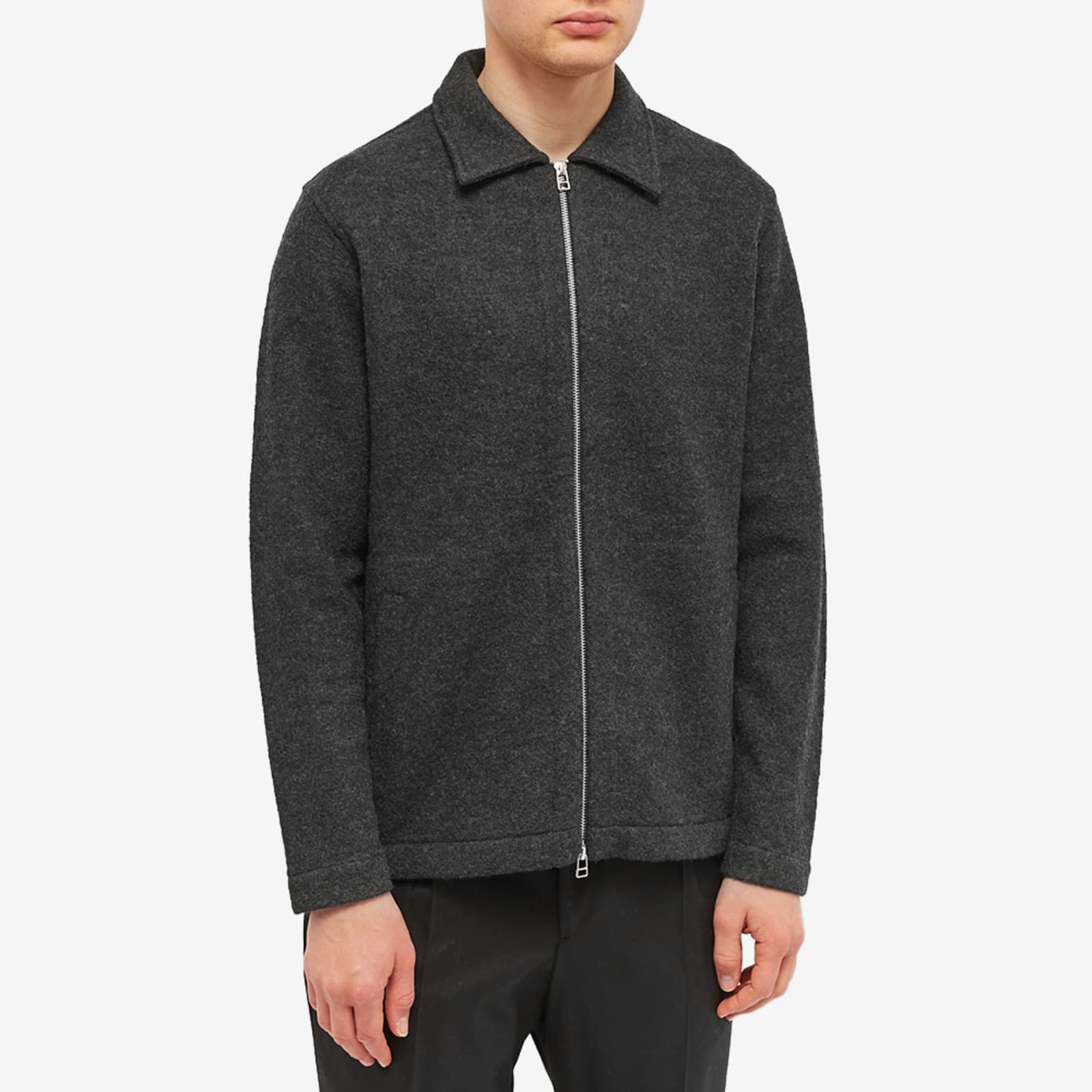 NN07 Ivan Boiled Wool Zip Jacket Anthracite | END. (US)