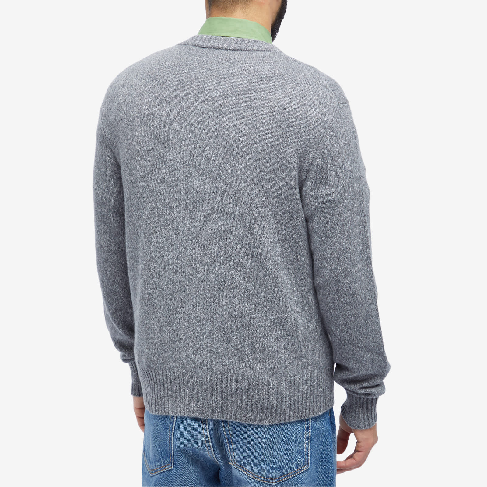 AMI Paris Tonal Heart Cashmere Cardigan Heather Grey | END. (TW)