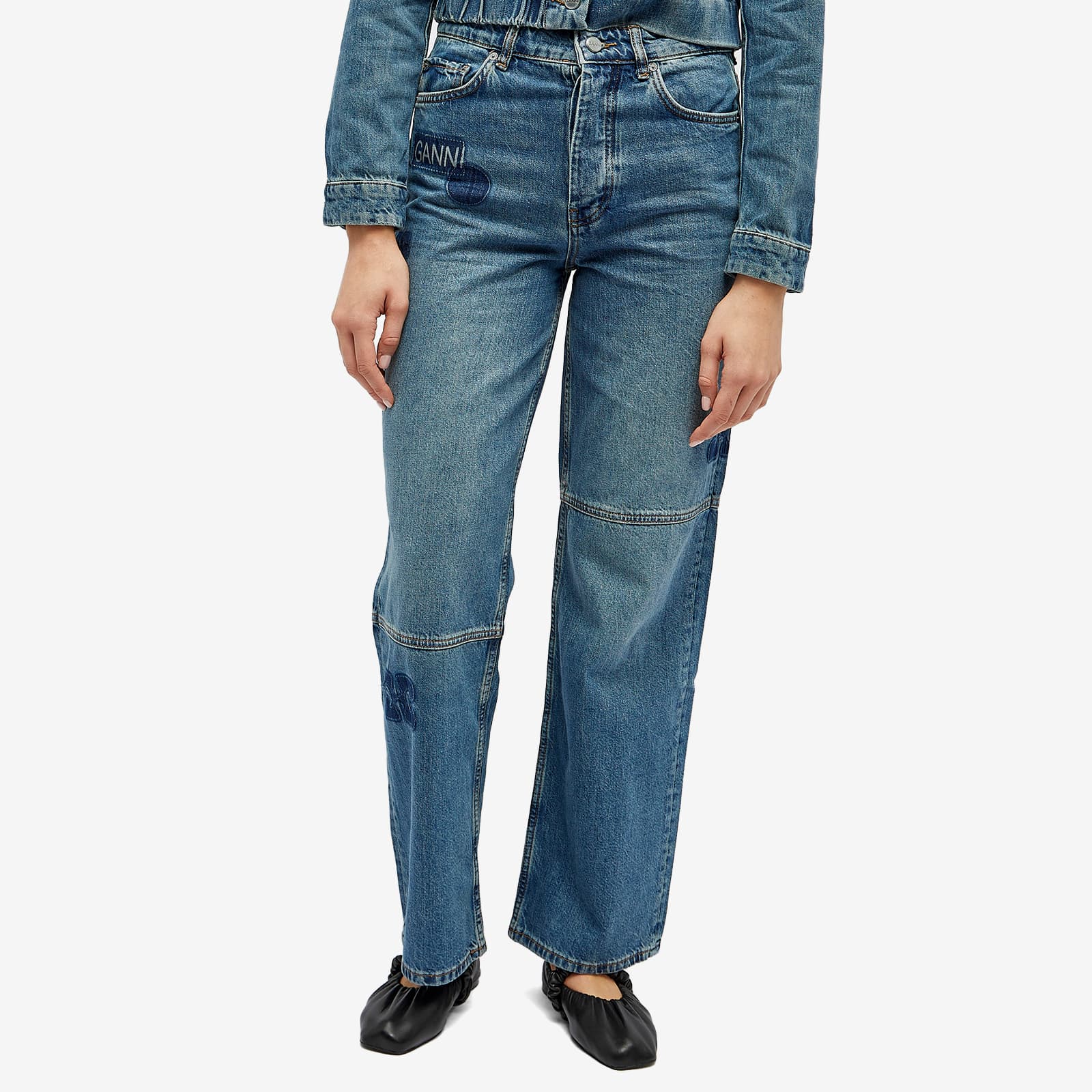 GANNI Patch Denim Izey Tint Wash | END. (US)