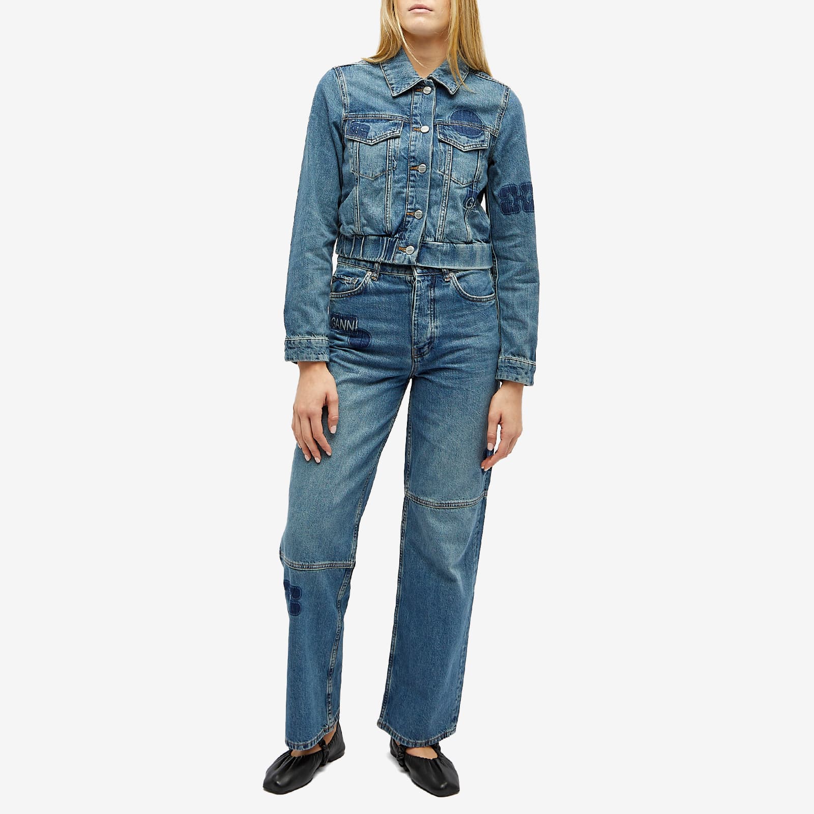 GANNI Patch Denim Izey Tint Wash | END. (US)