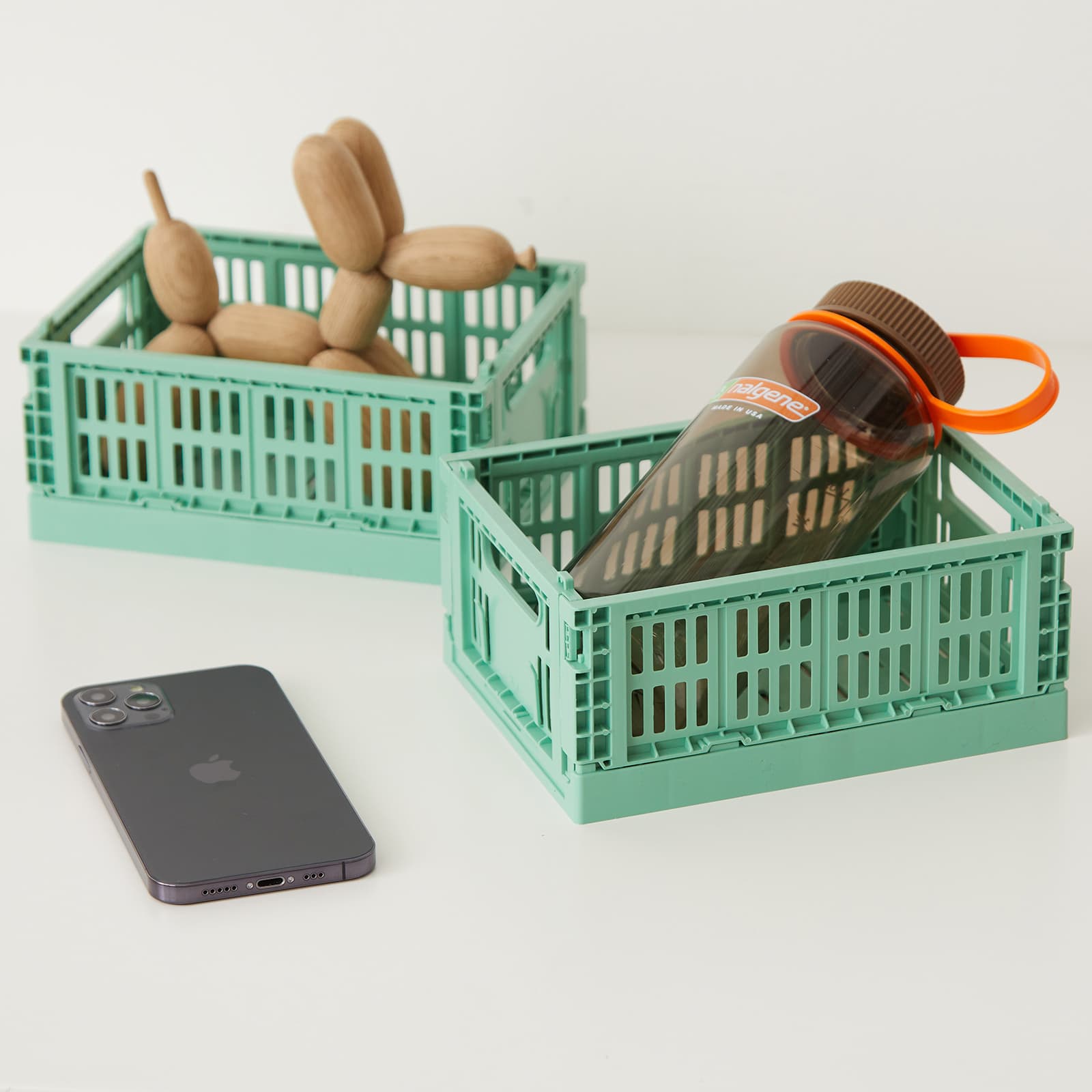 HAY Mini Recycled Colour Crate - Set of 2 Dark Mint | END. (US)