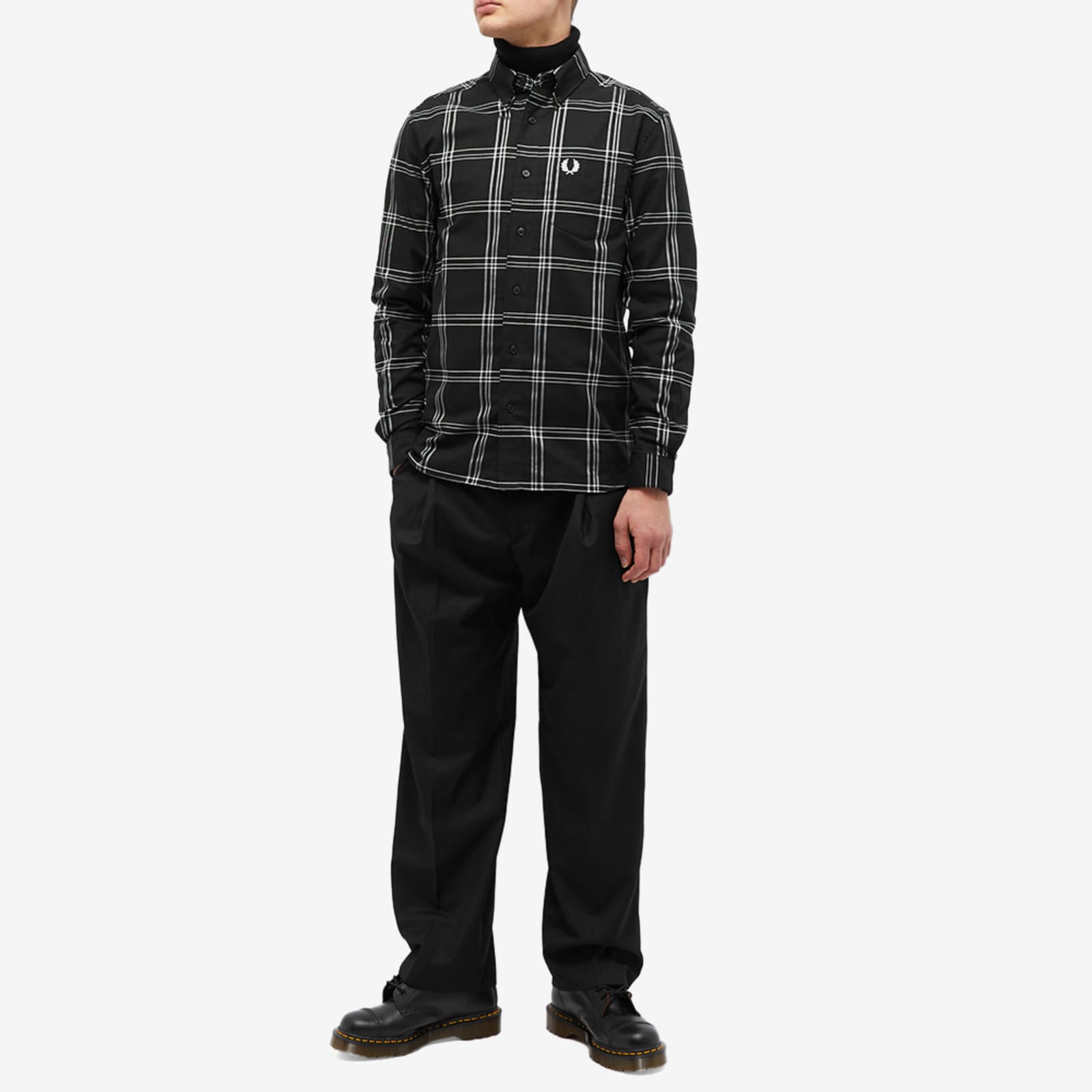 Fred Perry Twill Check Shirt Black | END. (US)