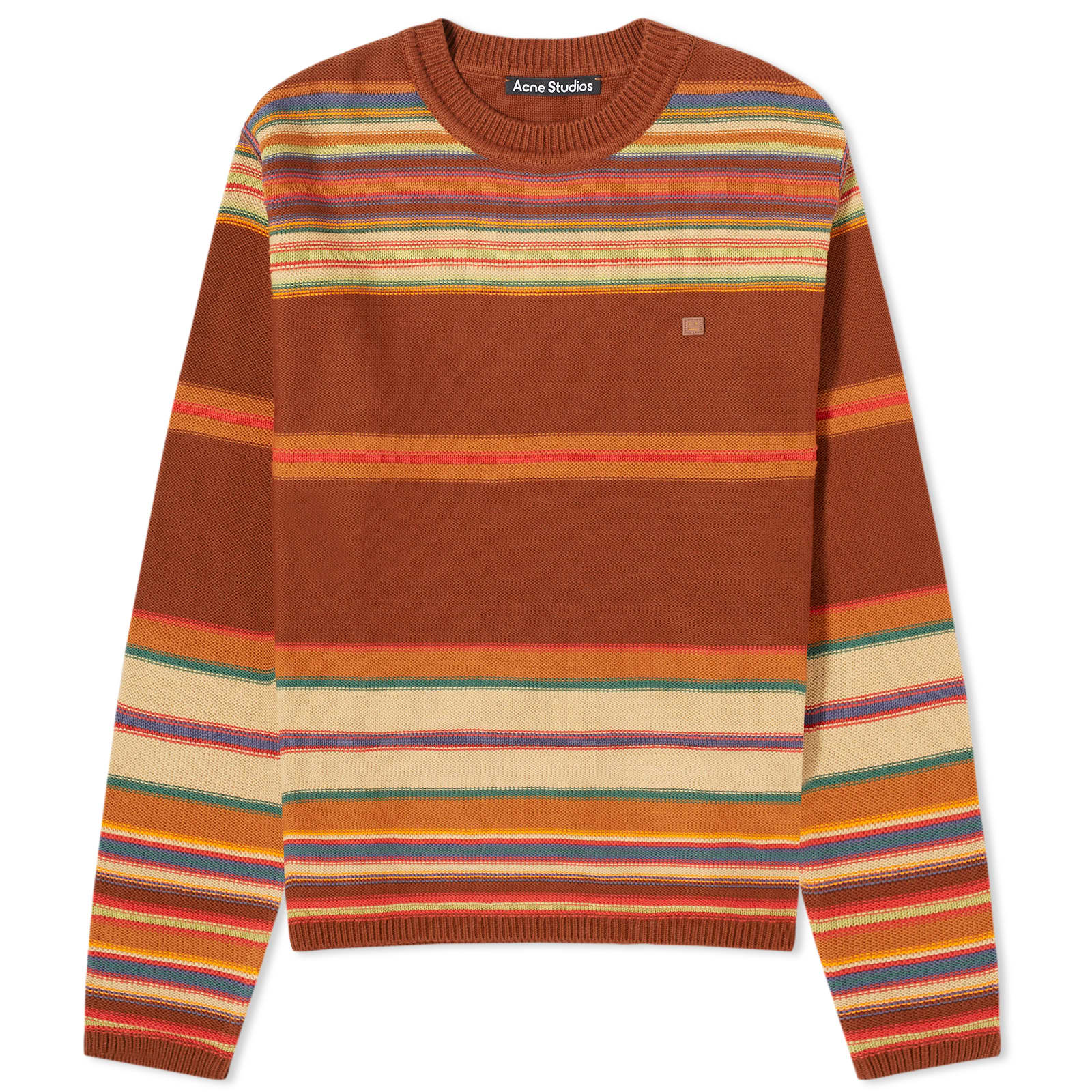 Acne Studios Kenzil Stripes Face Jumper Cinnamon Brown & Multi | END. (CA)