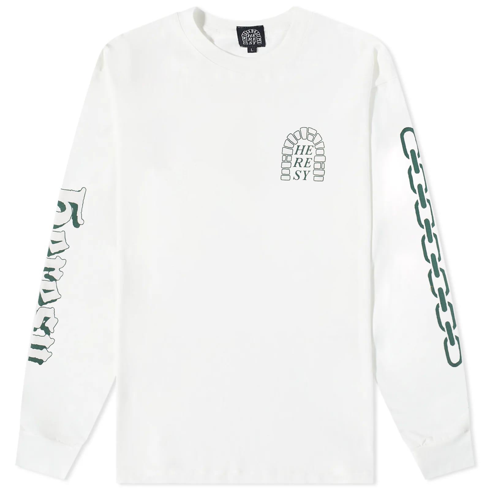 Heresy Long Sleeve Green Knight T-Shirt Ecru | END.
