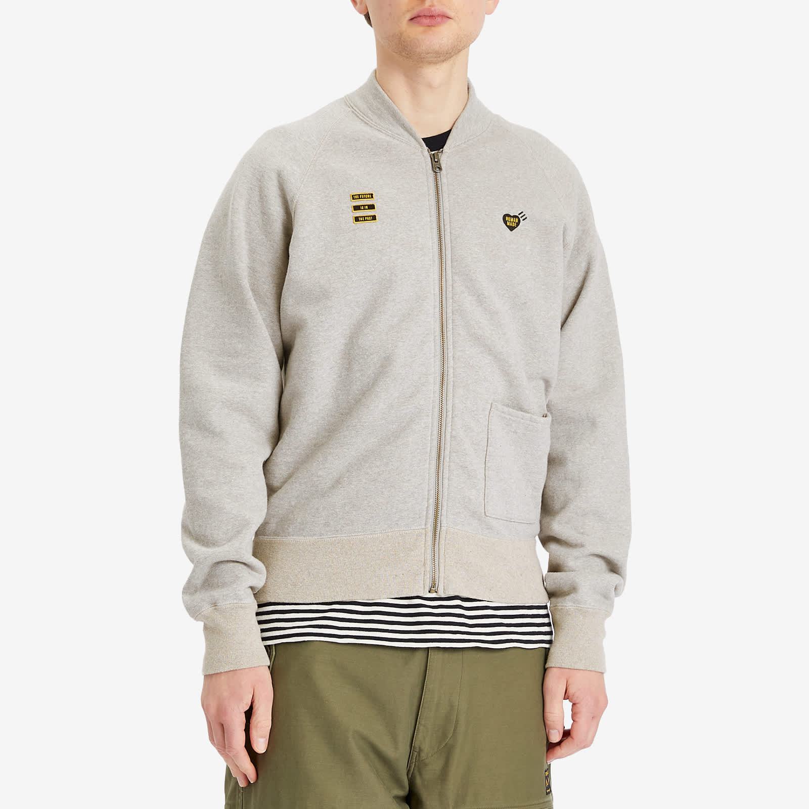 Human Made Heart Zip Jersey Bomber Jacket Grey | END. (US)