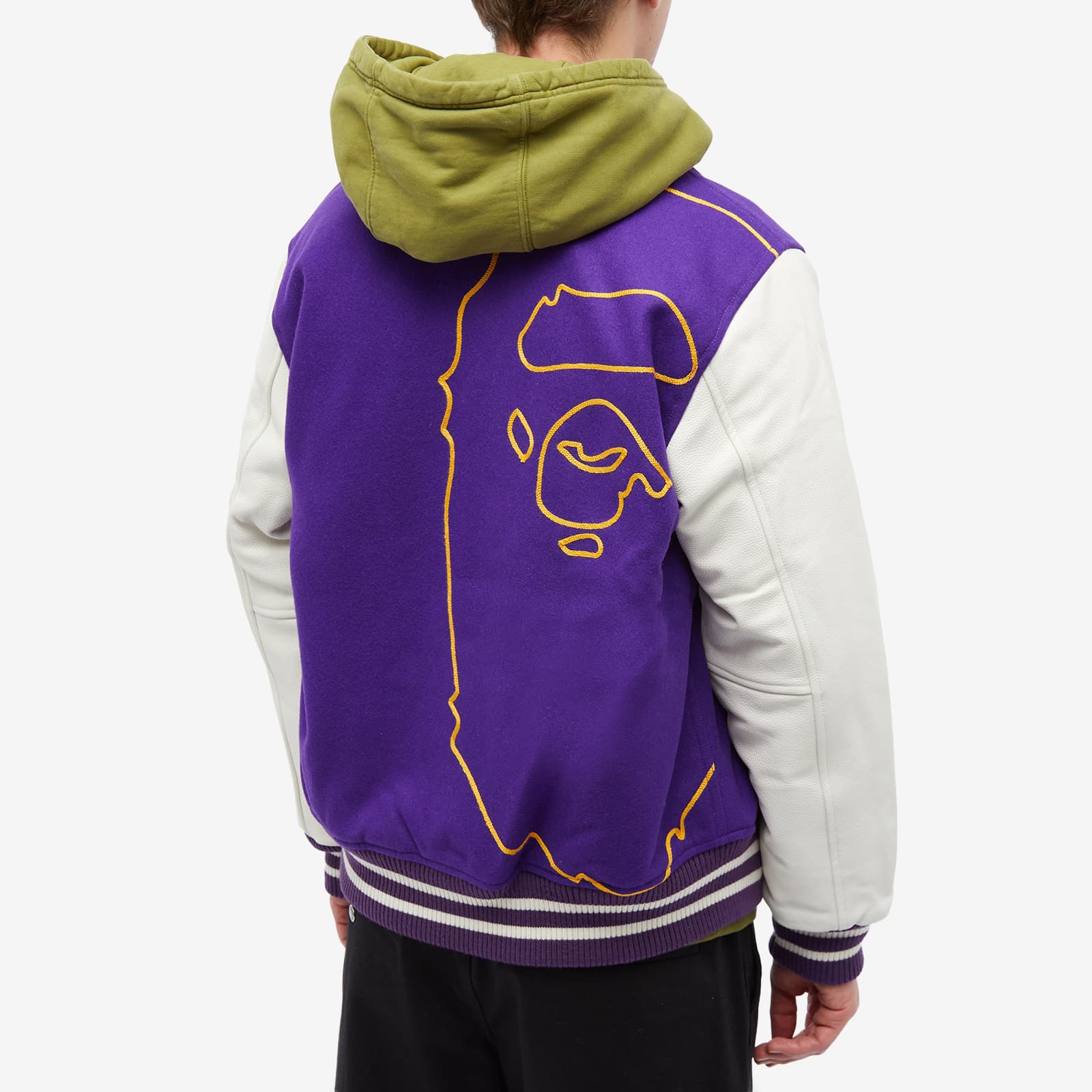 A Bathing Ape Giant Ape Head Varsity Jacket Purple | END. (GB)