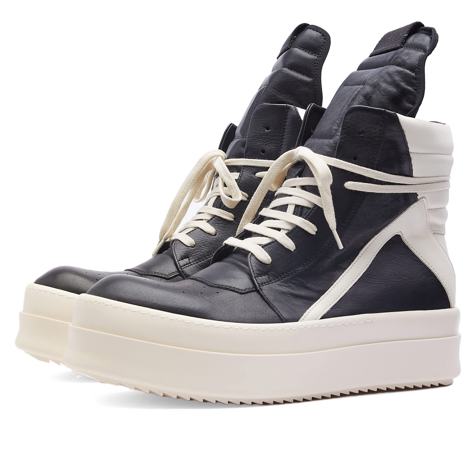 Rick Owens Bumper Geobasket Sneakers Black & Milk | END. (KR)