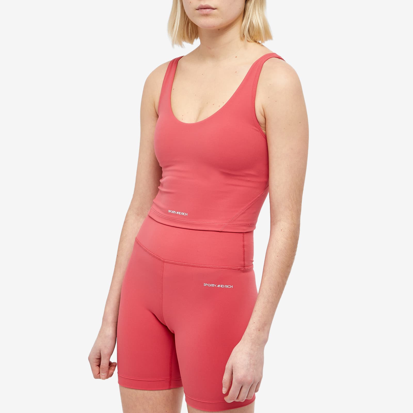 Sporty & Rich Cropped Tank Bra Top Hibiscus & White | END.