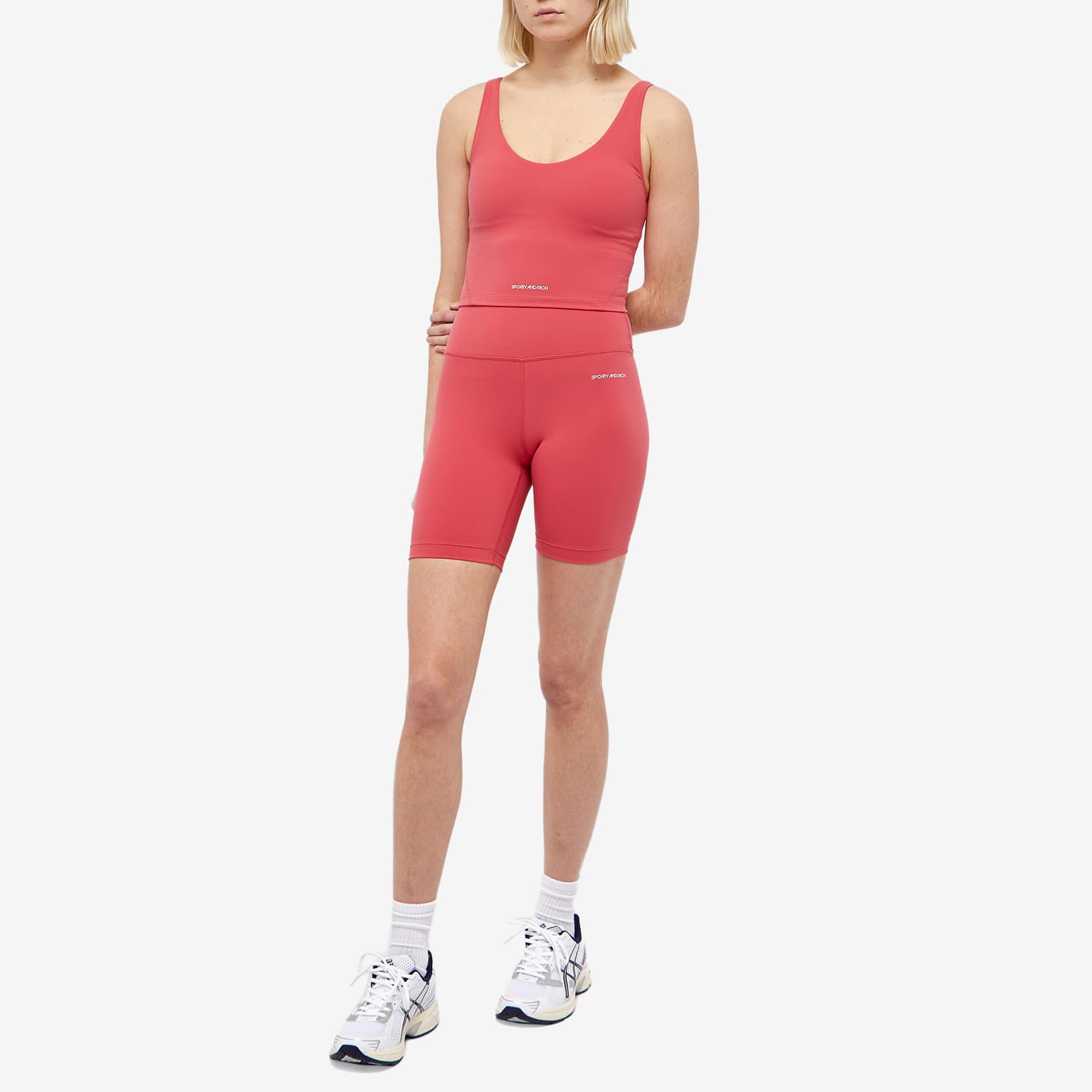 Sporty & Rich Cropped Tank Bra Top Hibiscus & White | END.