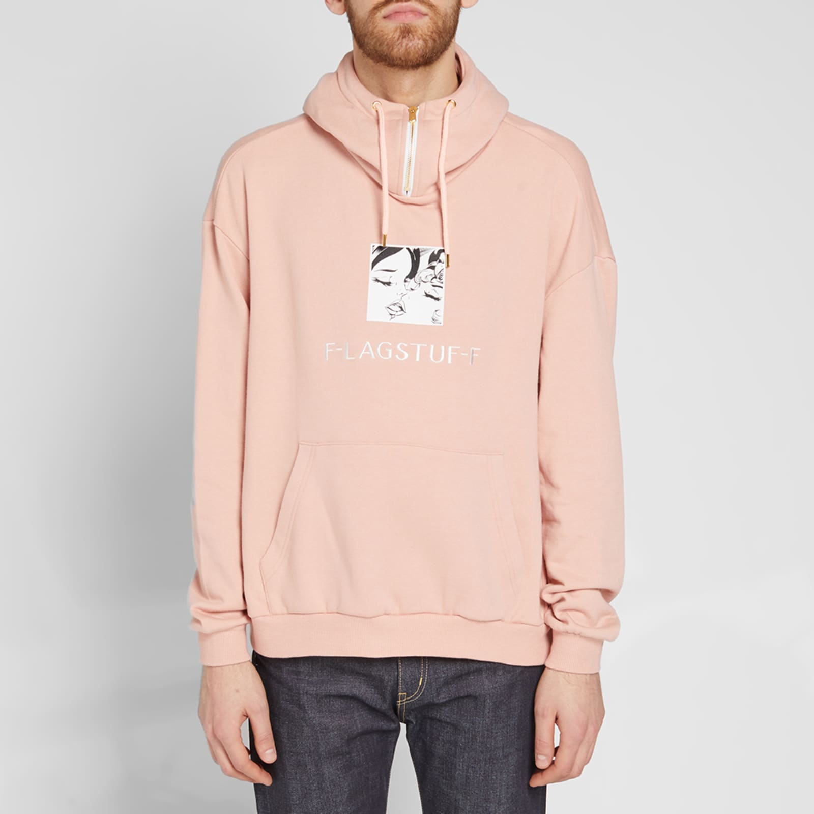 FLAGSTUFF Kiss Zip Neck Hoody Pink | END. (US)