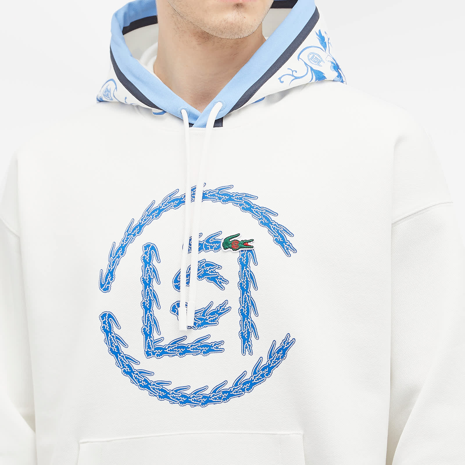 Lacoste x CLOT Logo Hoodie Flour & Cobalt | END. (HK)
