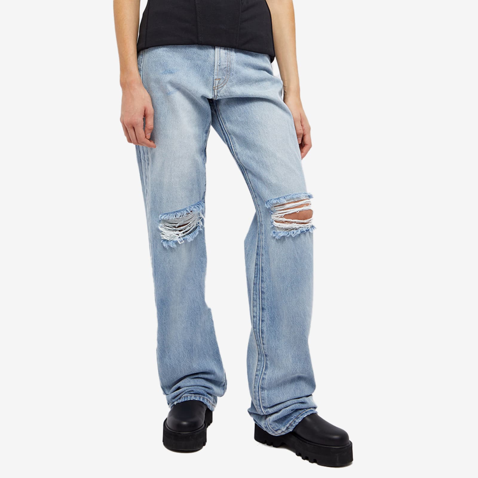 VETEMENTS Cut-Up Destroyed Jeans Light Blue | END. (JP)