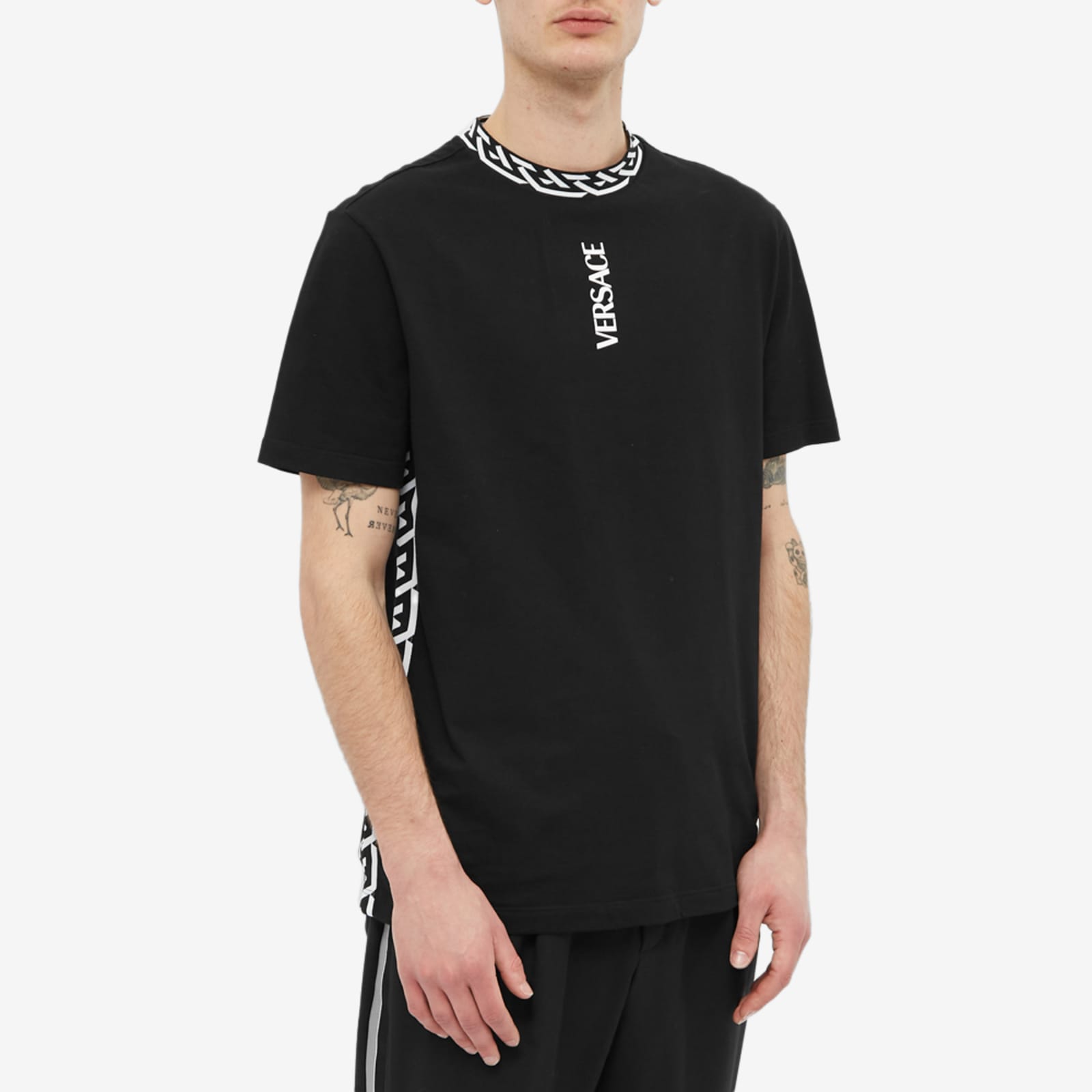 Versace Greek Band Collar Logo T-Shirt Black & White | END.