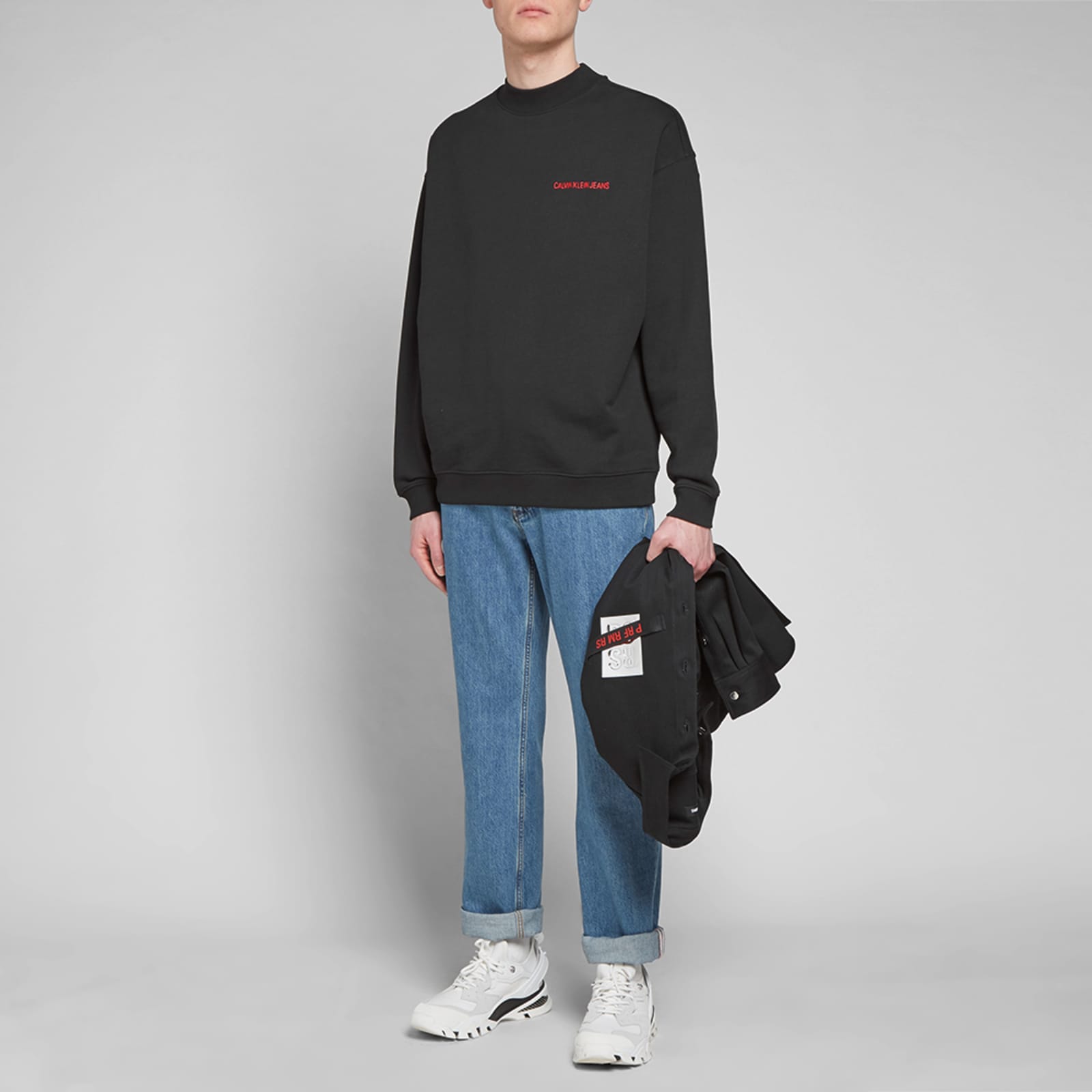 Calvin Klein Long Sleeve Relaxed Mock Neck Sweat Ck Black End Us