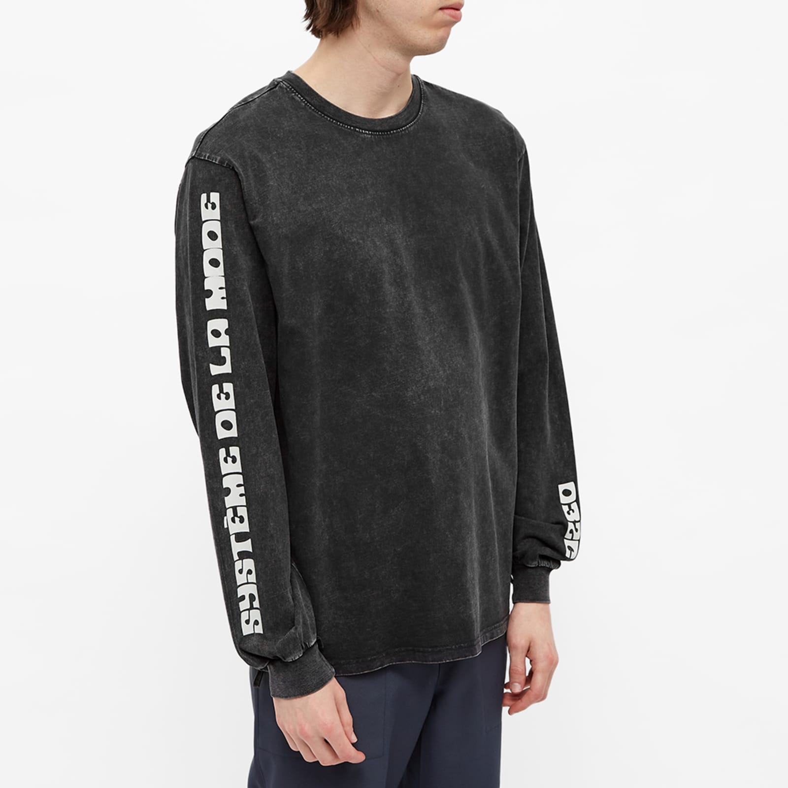 032c Long Sleeve Acid Washed T-Shirt Washed Out Black | END.