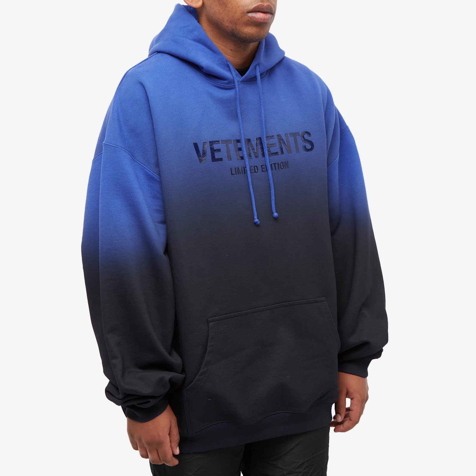 VETEMENTS Gradient Logo Limited Edition Hoodie Royal Blue | END.