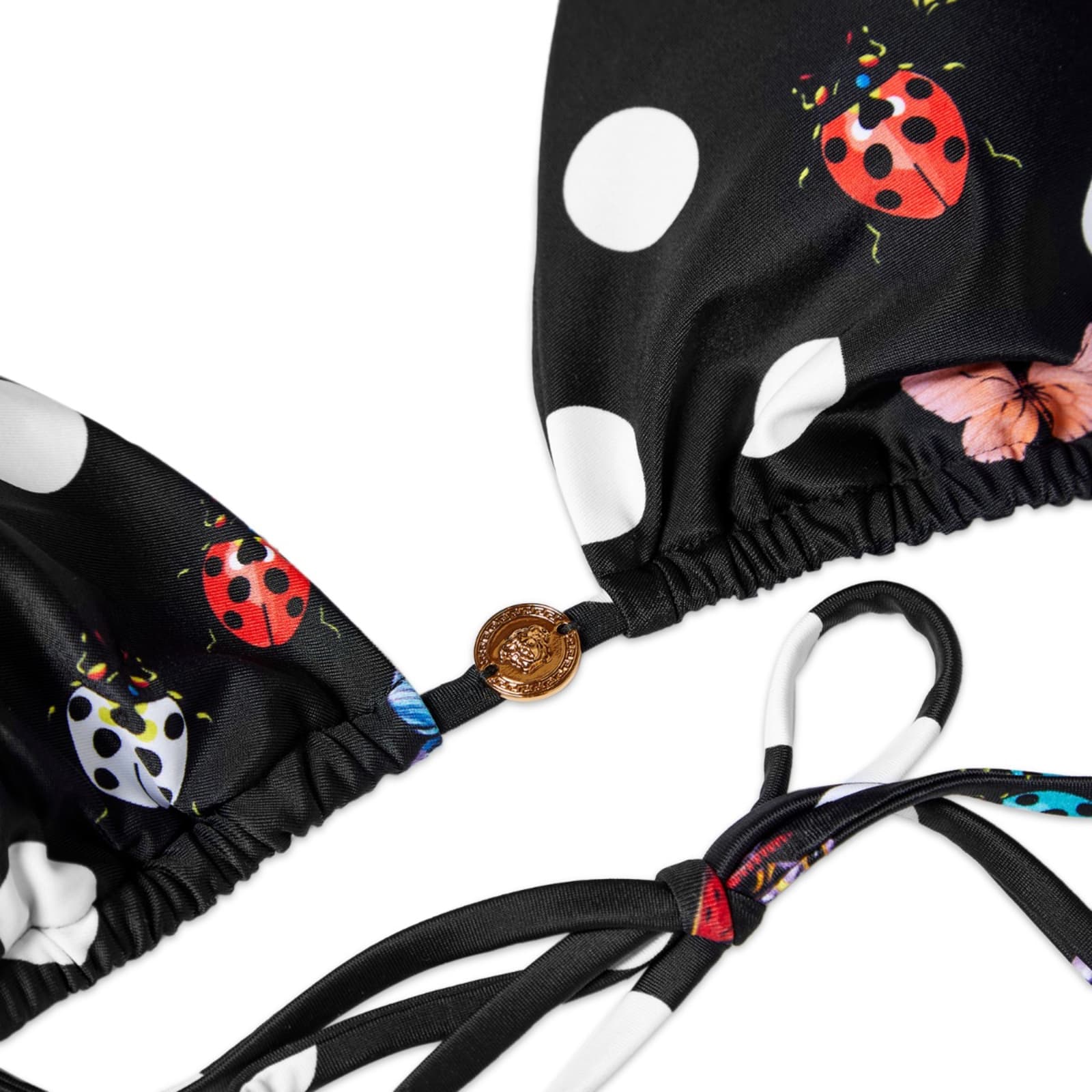 Versace Dot And Ladybug Triangle Bikini Top Black End At