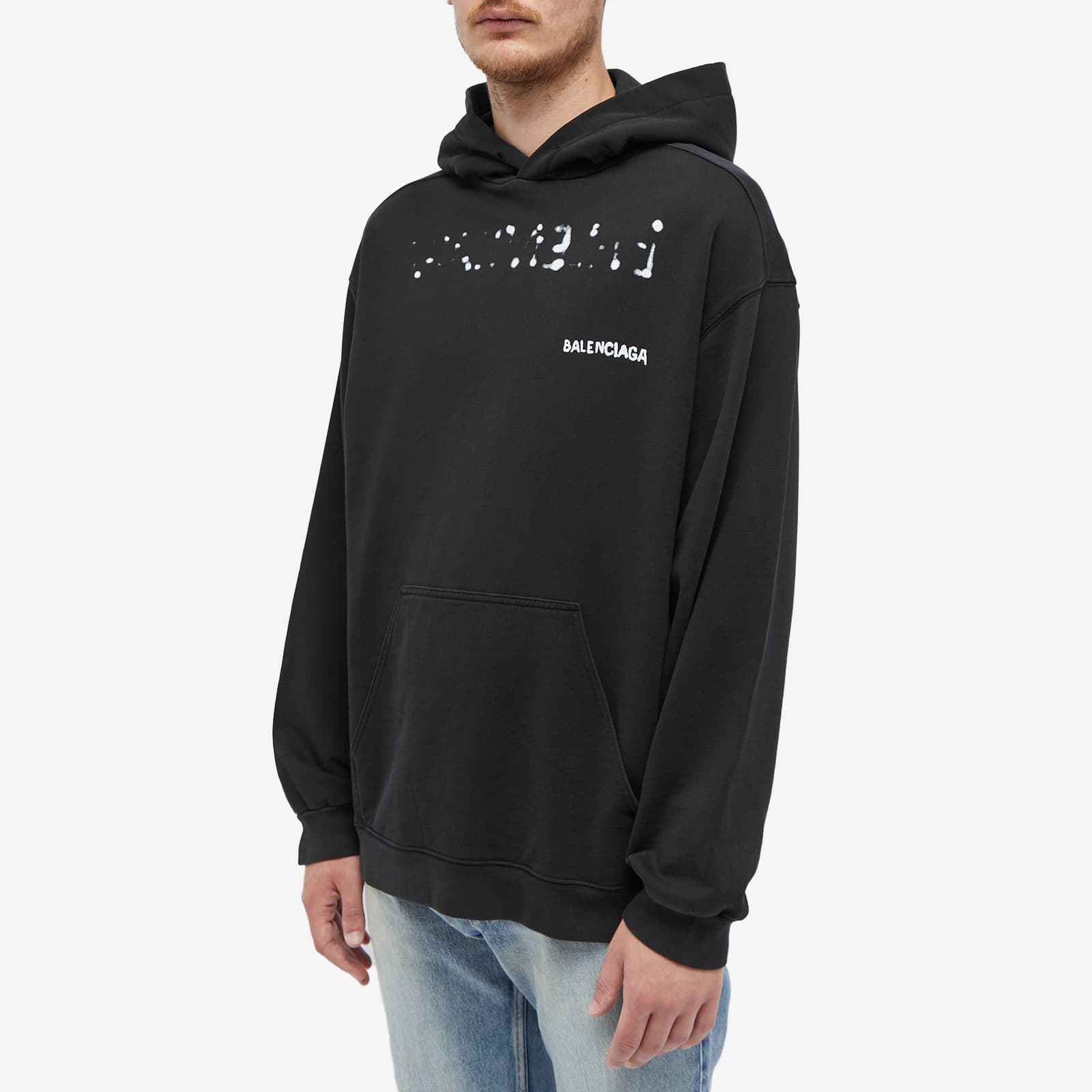 Balenciaga Bleed Logo Popover Hoodie Black & White | END. (US)