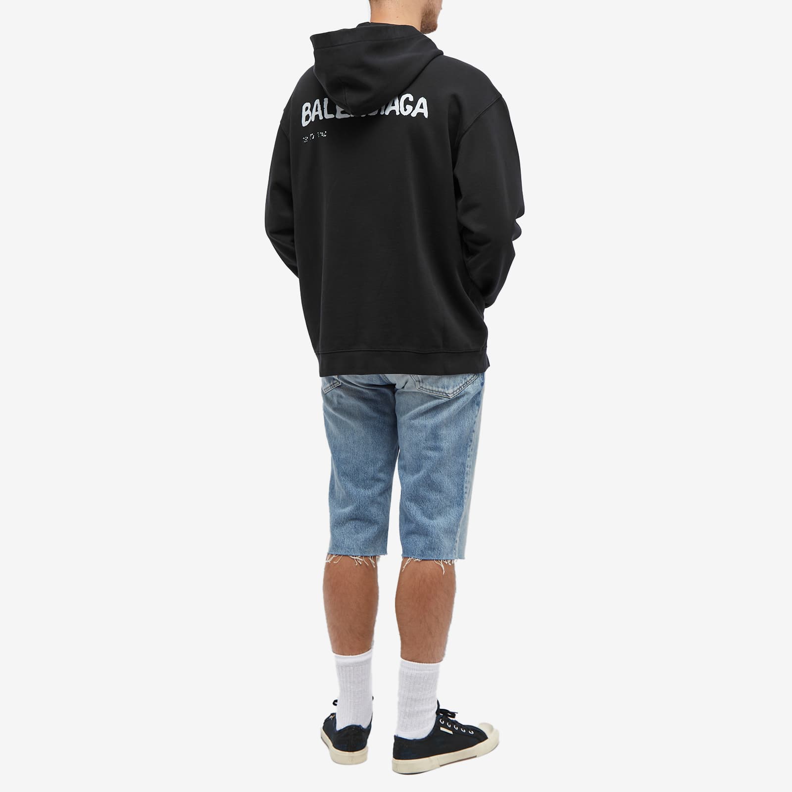 Balenciaga Bleed Logo Popover Hoodie Black & White | END. (US)