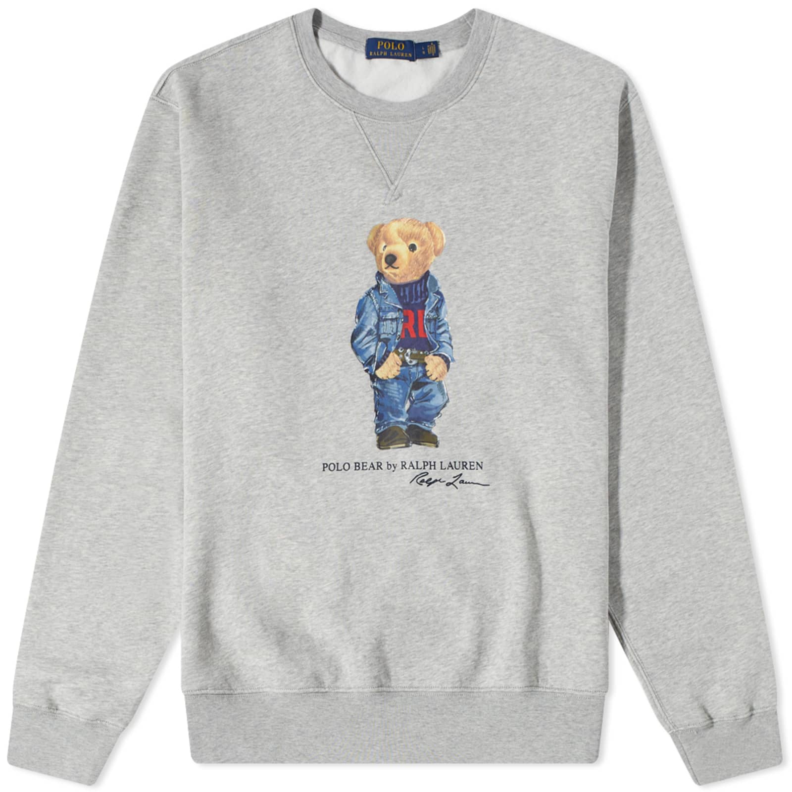 Polo Ralph Lauren Denim Bear Crew Sweat Andover Heather Denim Bear ...
