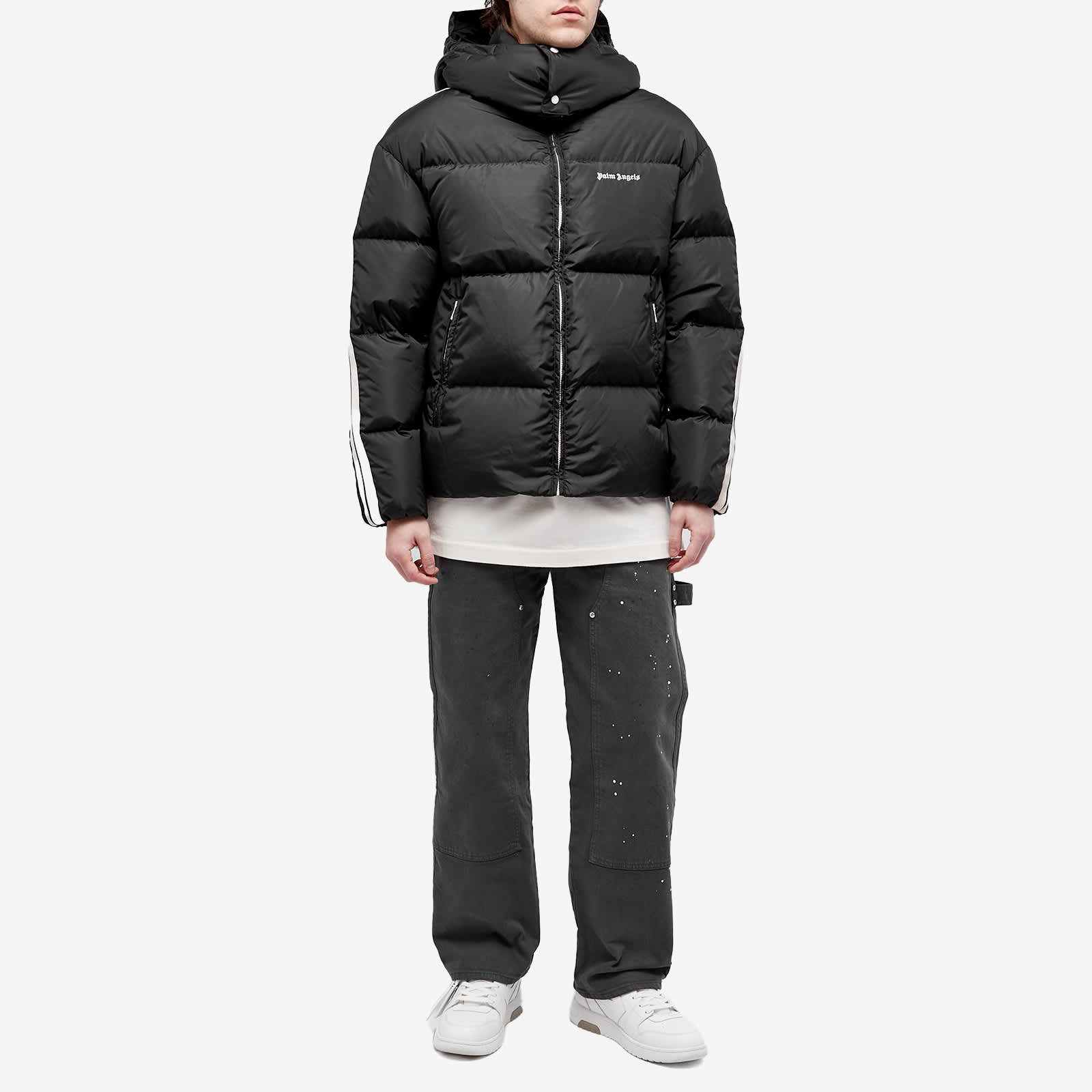 Palm Angels Hooded Down Track Jacket Black | END.