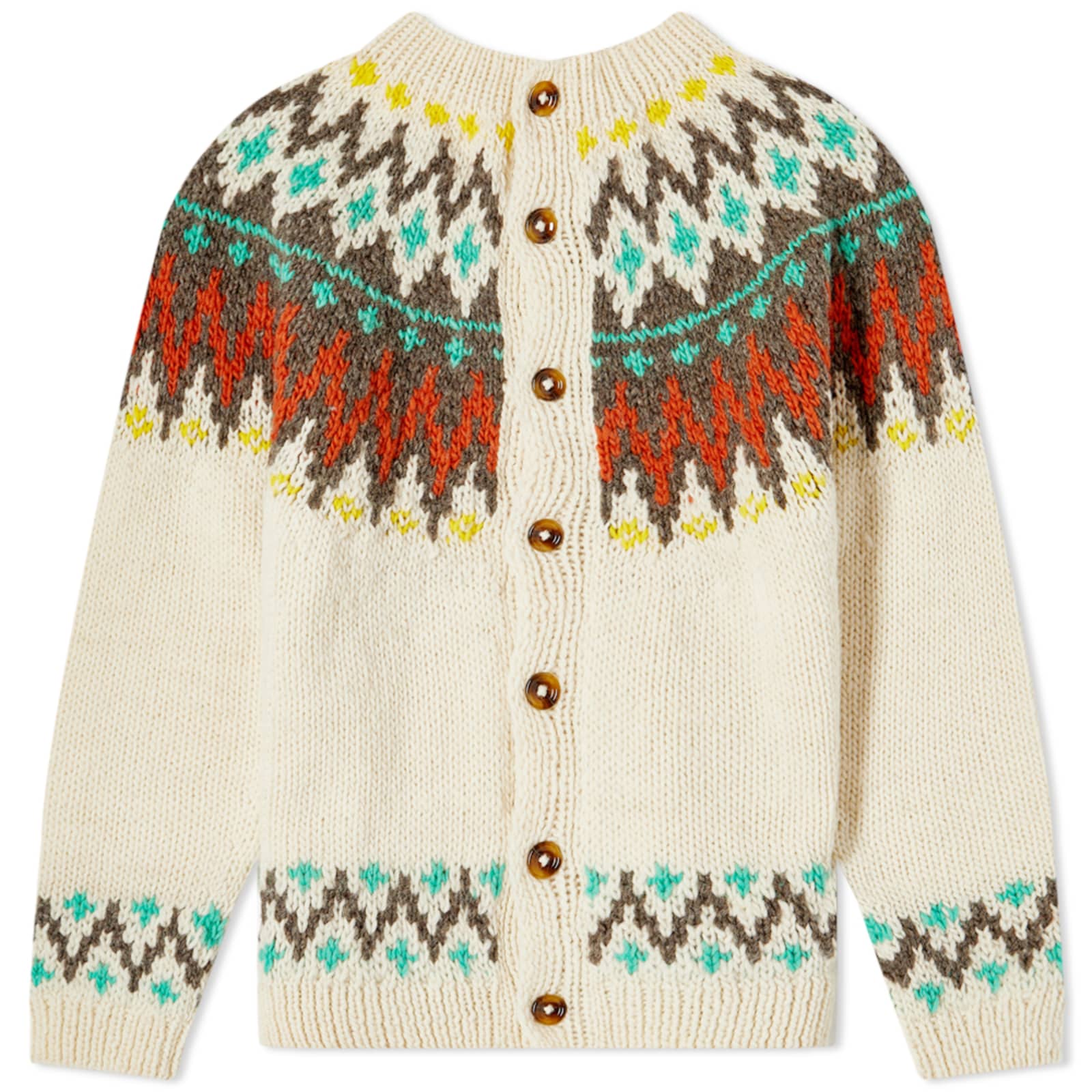 Beams Boy Hand Nordic Fairisle Cardigan Ivory | END. (US)