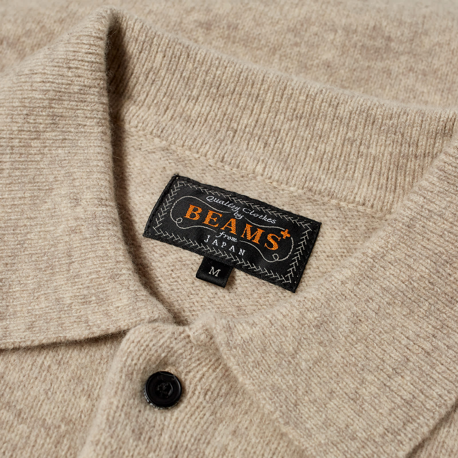 Beams Plus Long Sleeve Knit Polo Beige | END. (GB)