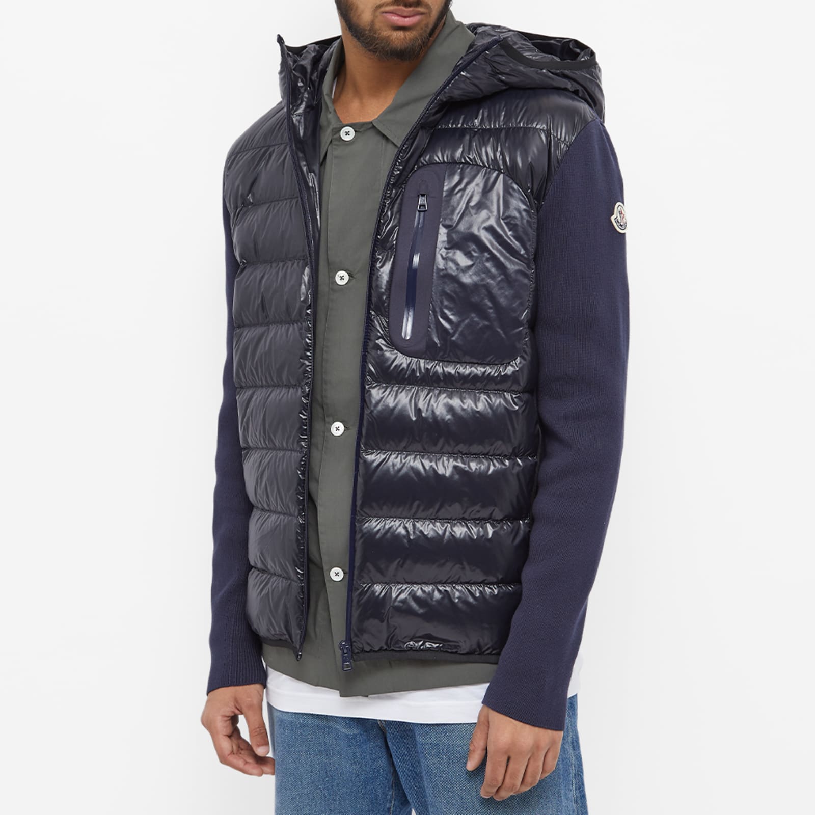 Moncler Down Front Knit Hooded Jacket Navy | END. (GB)