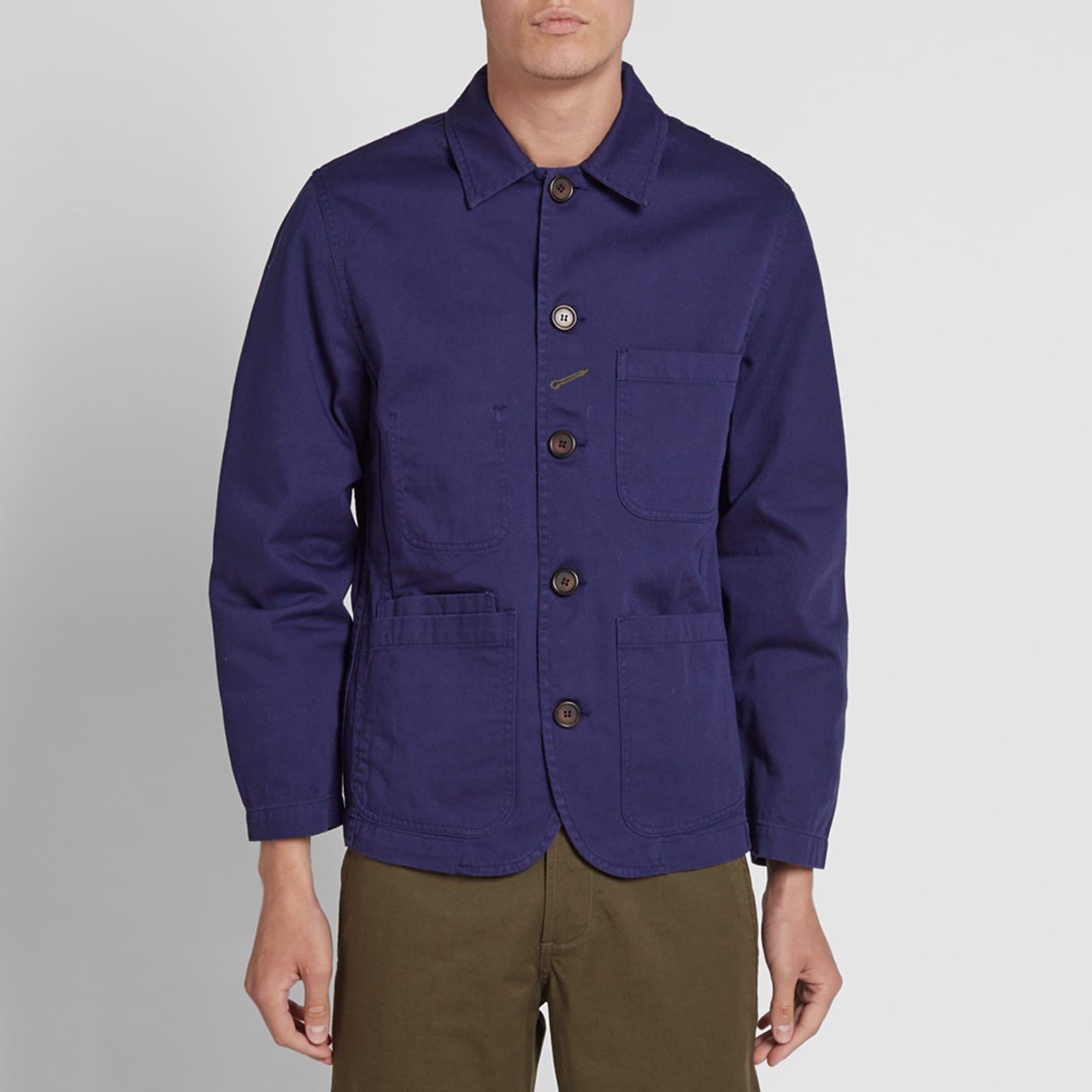 Universal Works Bakers Jacket Work Blue Byron Twill | END. (GB)