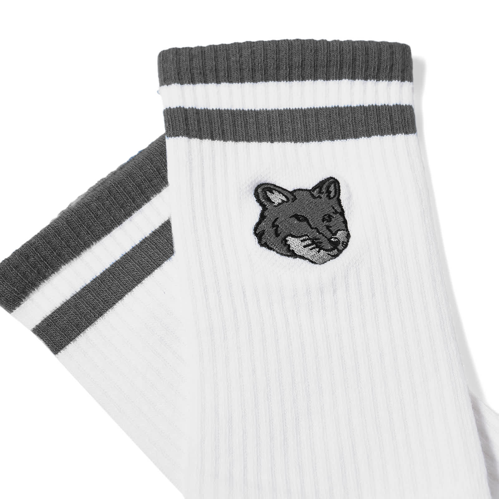 Maison Kitsune Bold Fox Head Socks Dark Grey Melange | END. (US)
