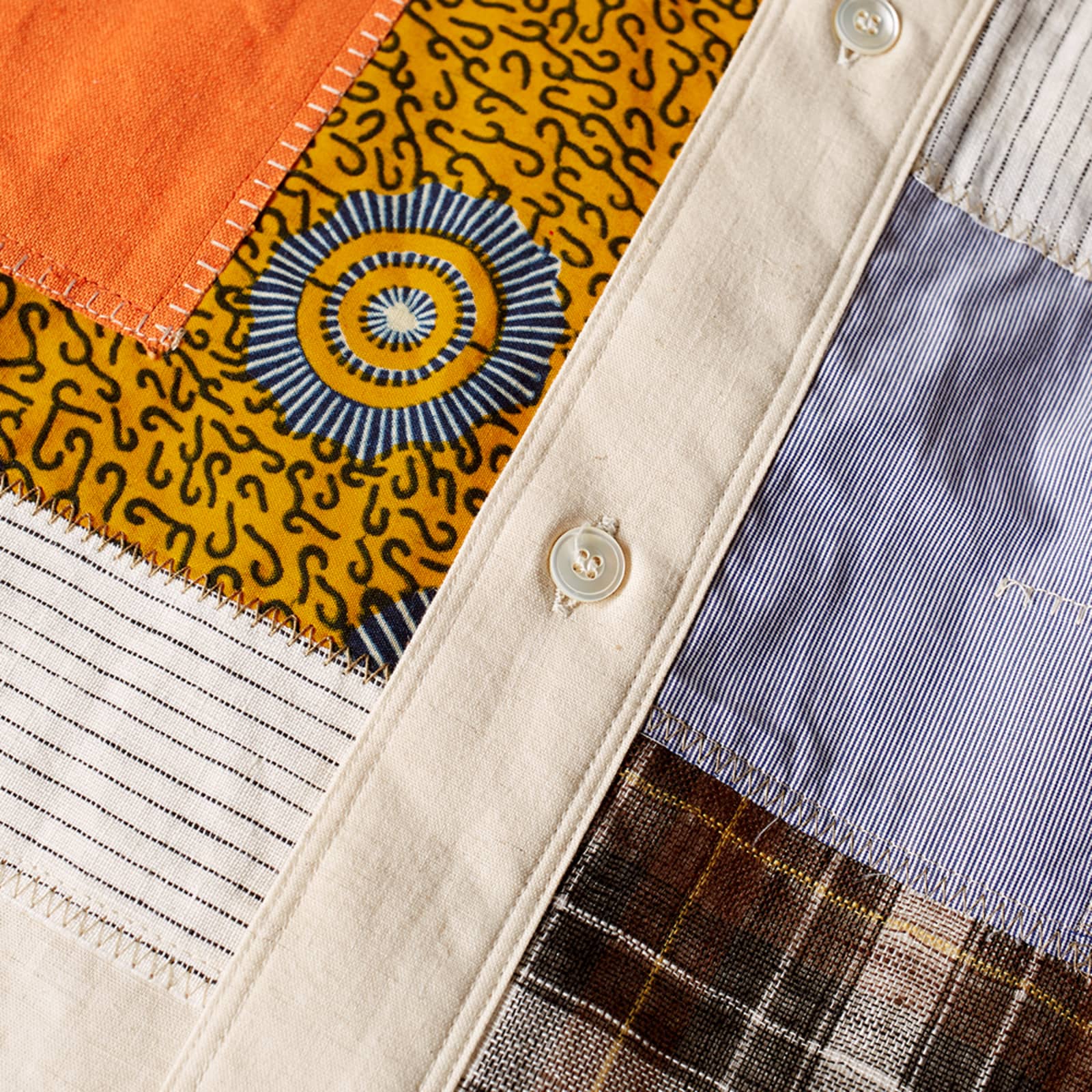 Junya Watanabe MAN Button Down Patchwork Shirt Natural | END. (US)