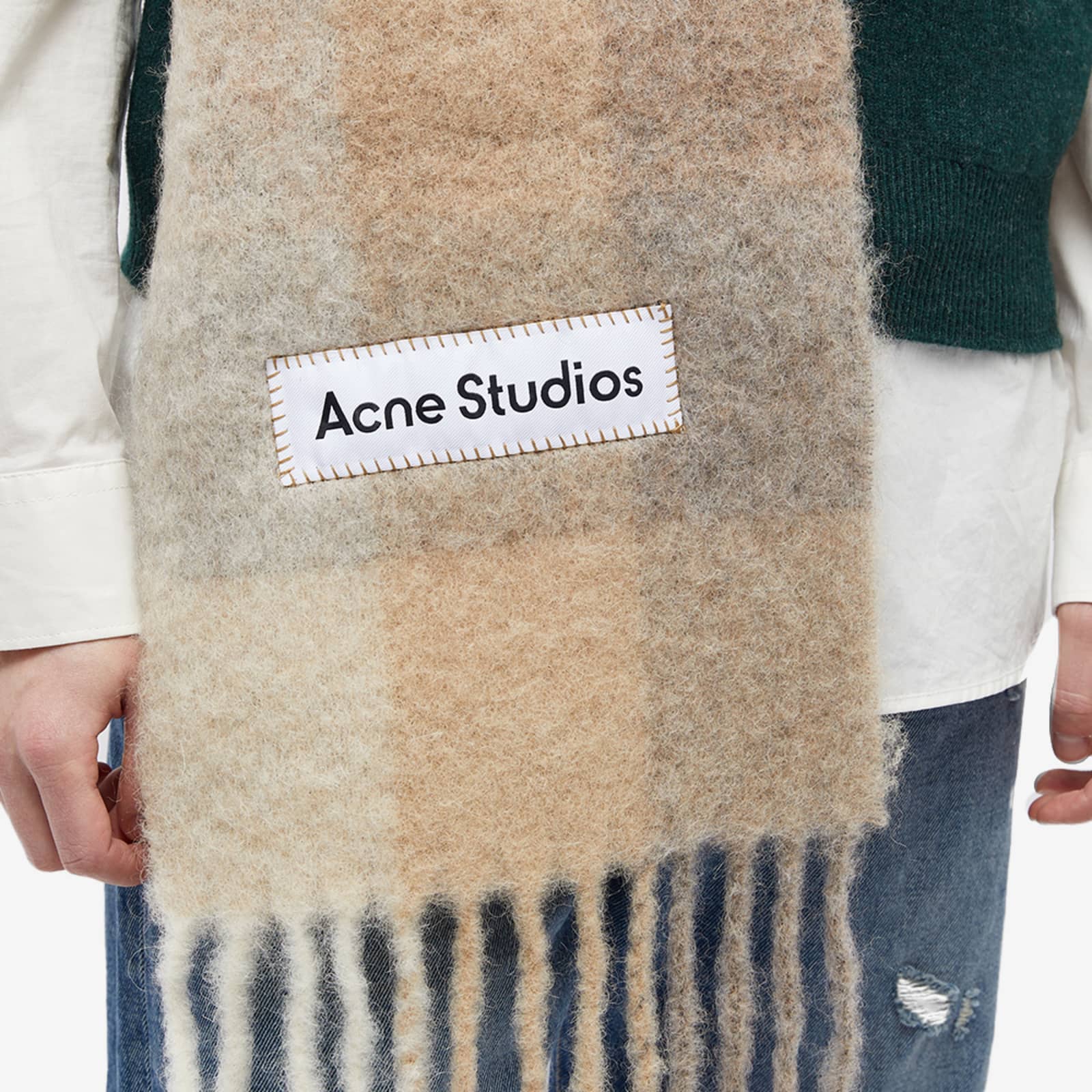 Acne Studios Vally Check Scarf White & Beige | END. (CN)