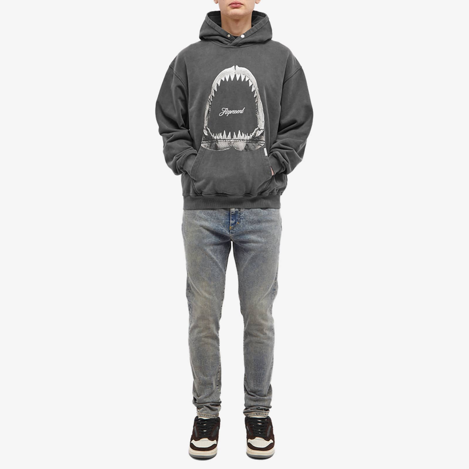 Represent Shark Jaws Hoodie Vintage Grey | END.