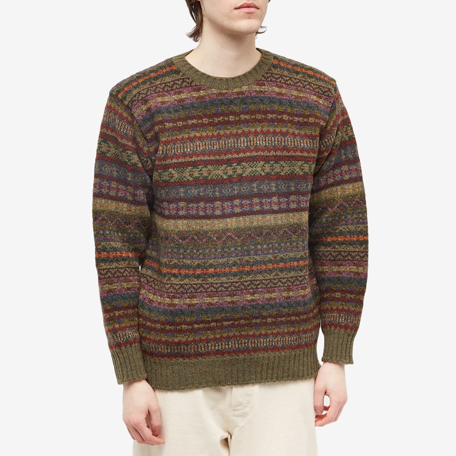 Jamieson's of Shetland Fair Isle Crew Knit Seaweed | END. (US)