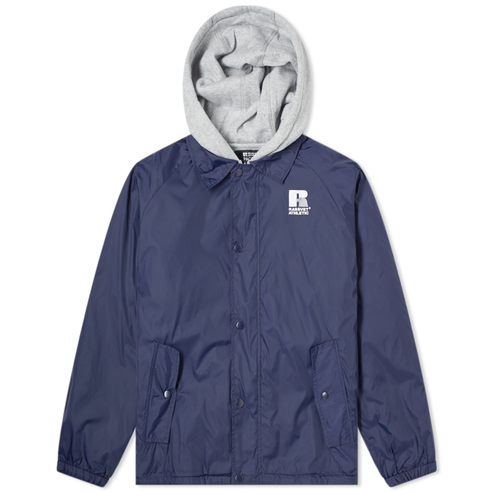 PACCBET x Russell Athletic Reversible Coach Jacket Navy & Grey | END. (GB)