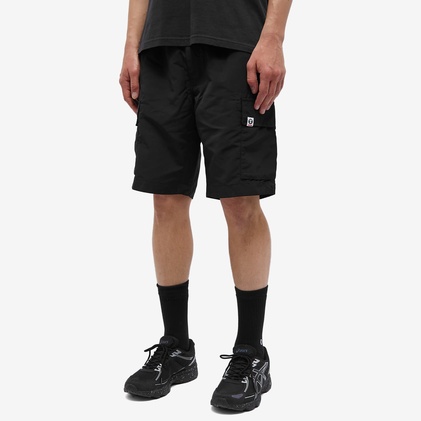AAPE Now Silicon Badge Cargo Shorts Black | END. (KR)