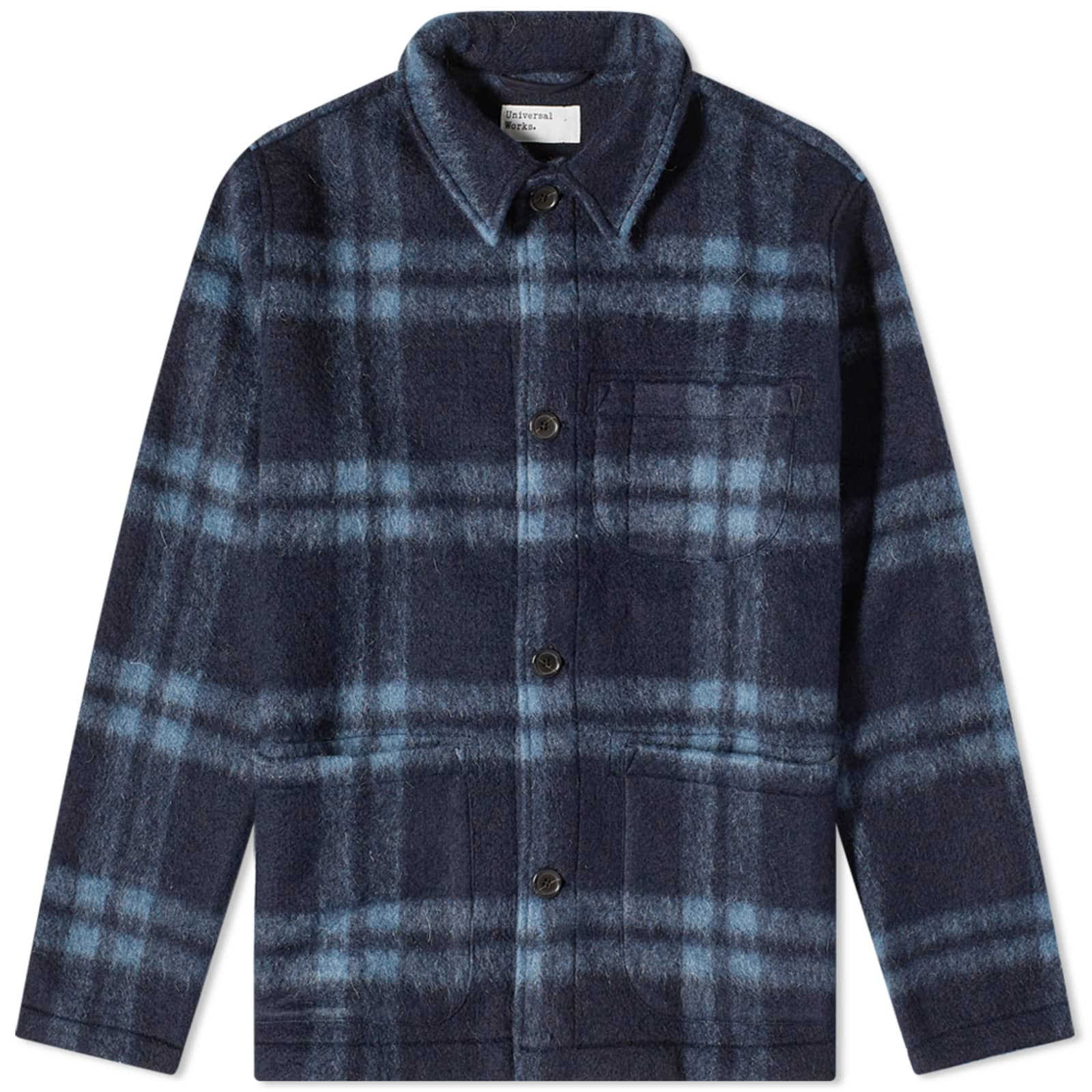 Universal Works Check Wool Fleece Field Jacket Navy | END. (GB)