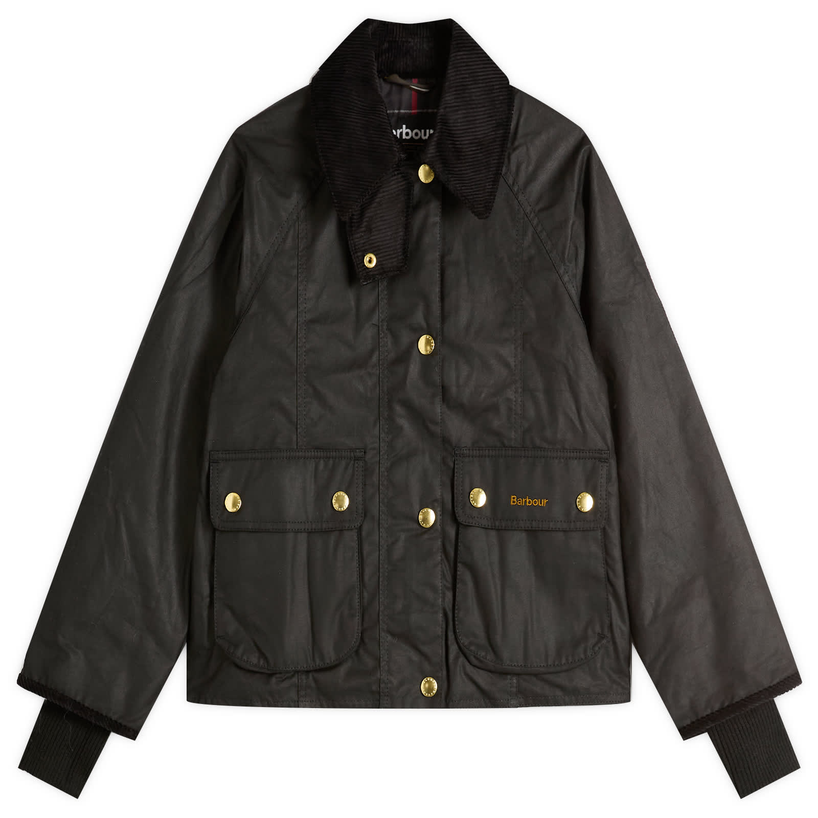 Barbour Cropped Beadnell Wax Jacket Black & Classic | END. (CA)
