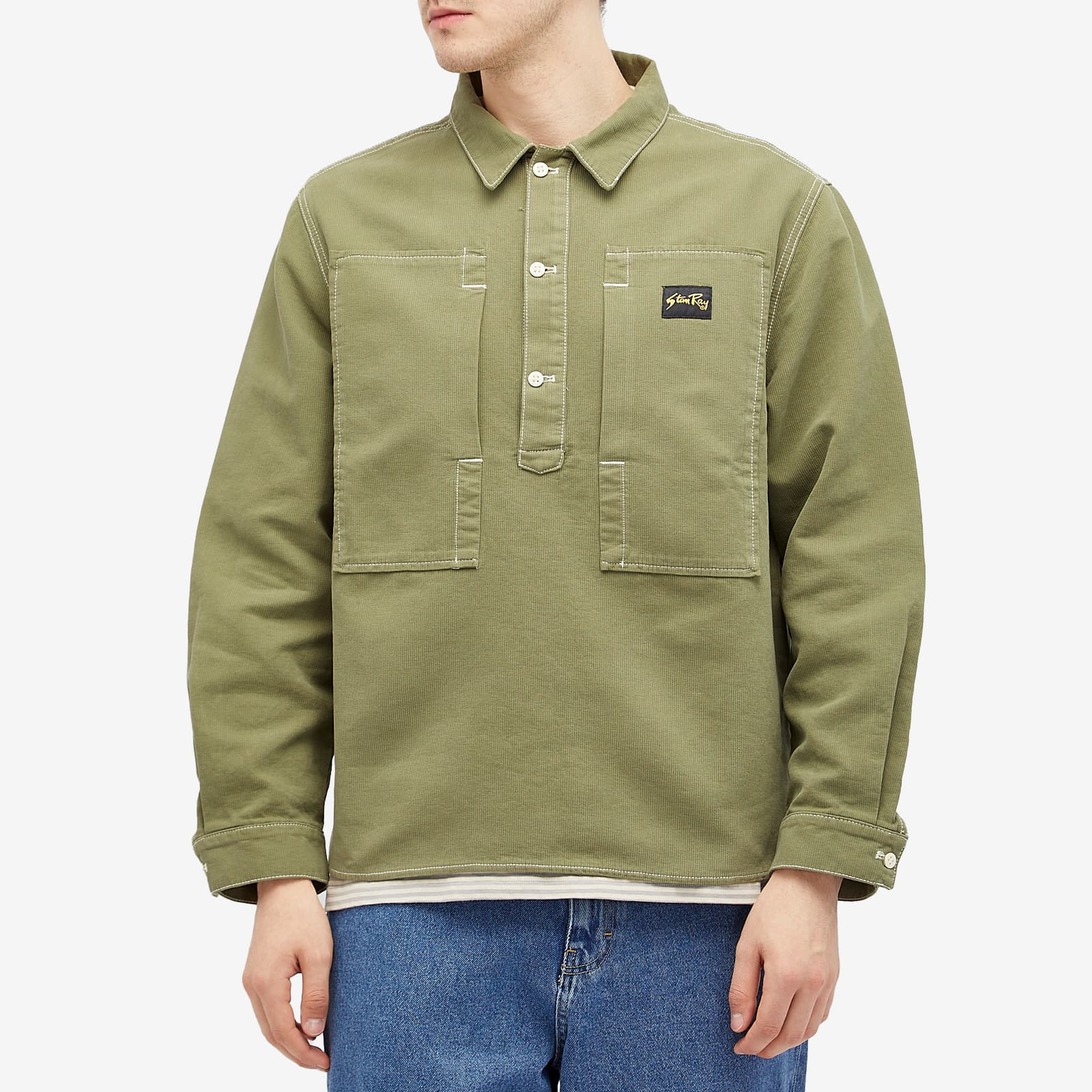 Stan Ray Popover Painters Shirt Olive Bedford Cord | END. (GB)