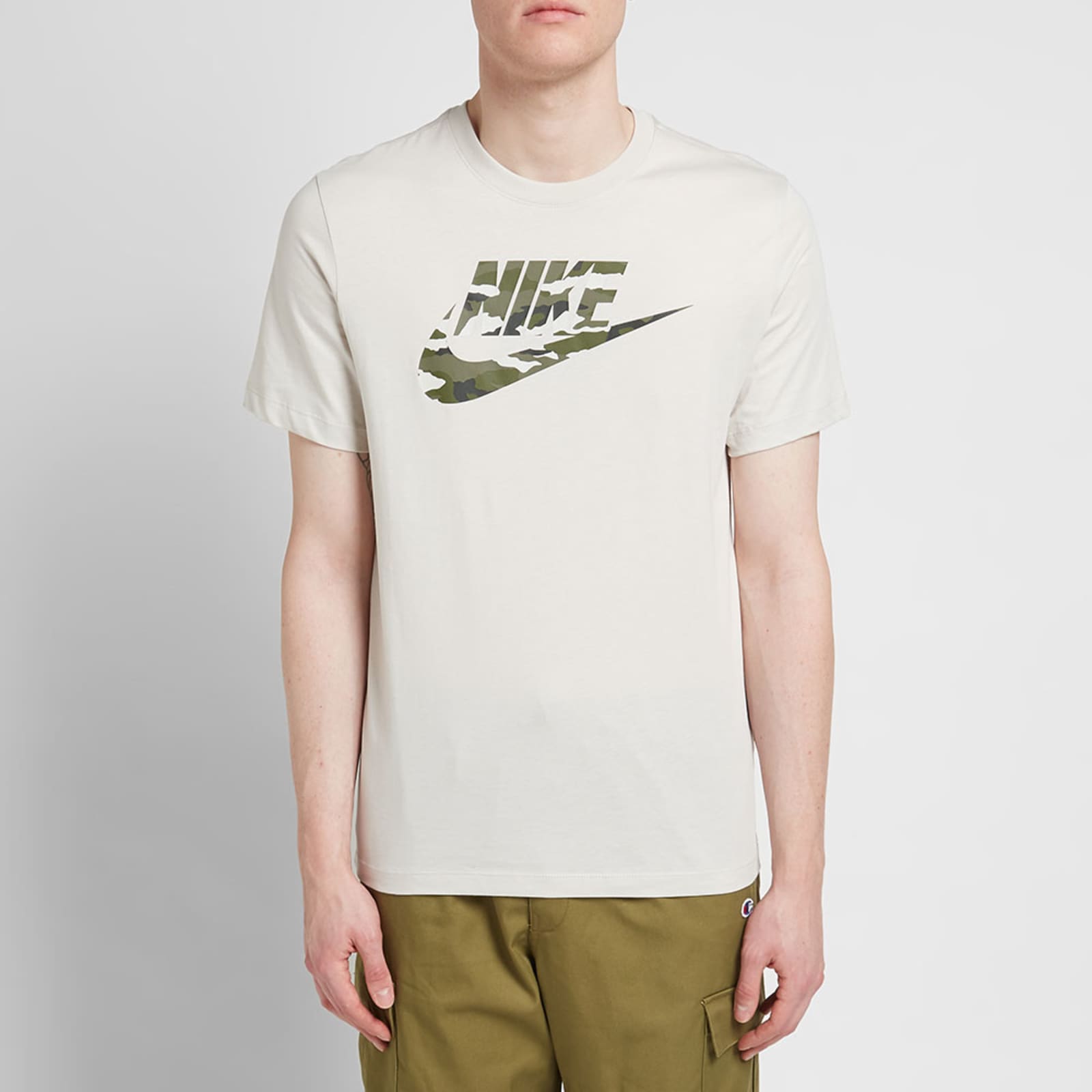 Nike Camo Logo Tee Light Bone | END. (US)